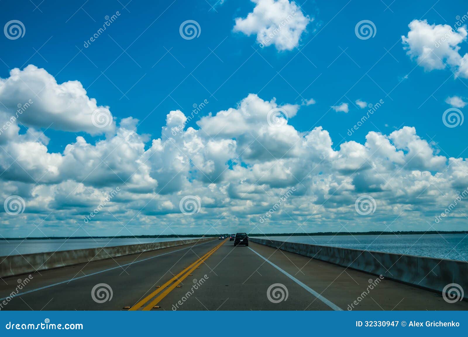 Driving on road with water stock image. Image of dreams - 32330947