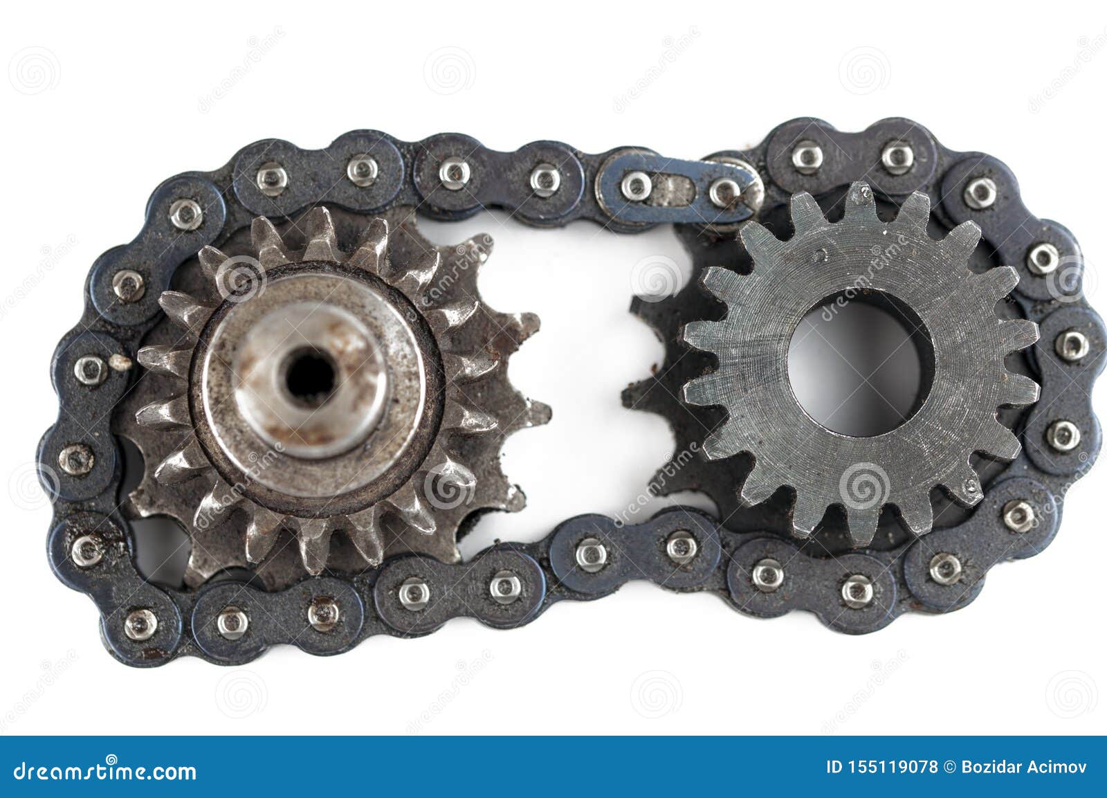 Driving Roller Chain and Gear Isolated on White Background.Copy Space ...