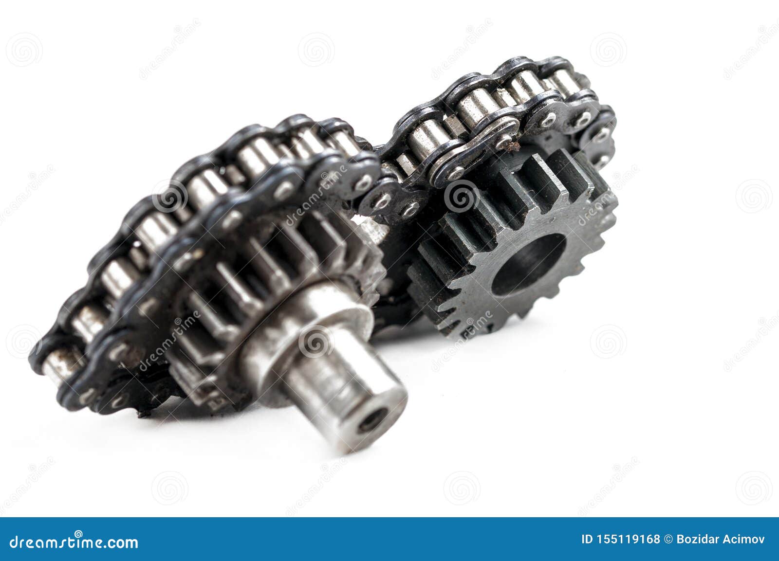 Driving Roller Chain and Gear Isolated on White Background.Copy Space ...