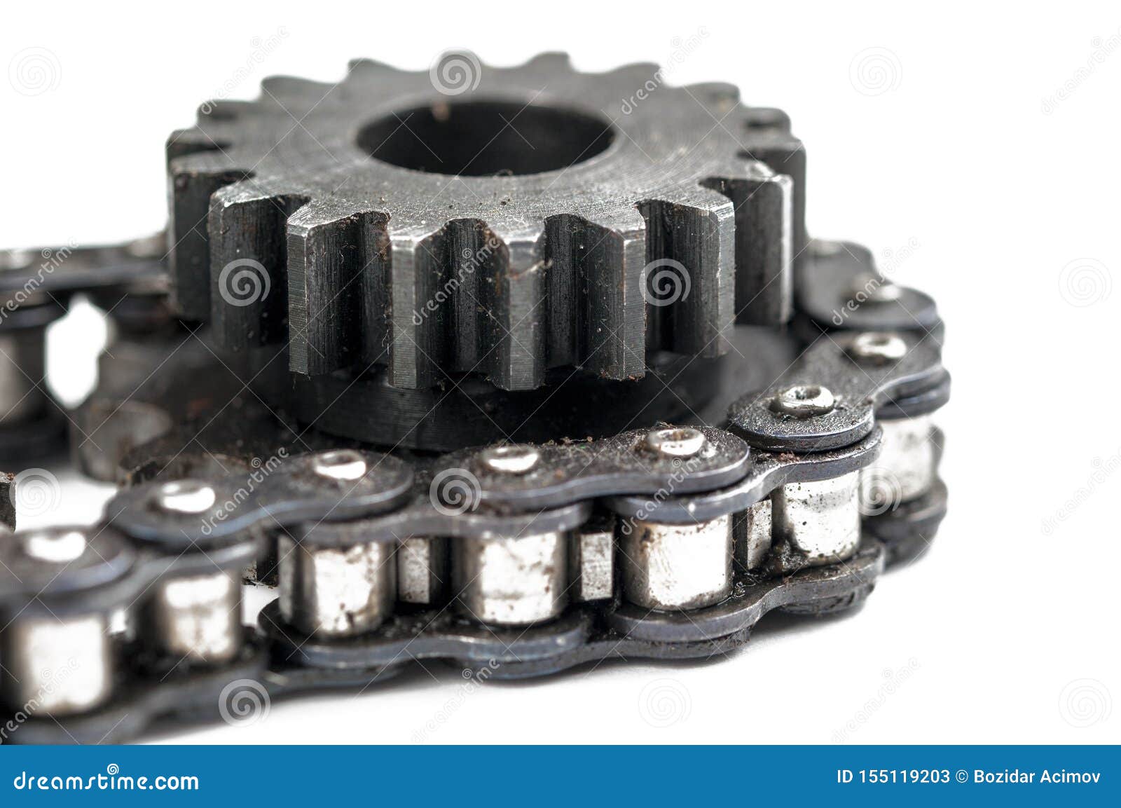 Driving Roller Chain and Gear Isolated on White Background.Copy Space ...