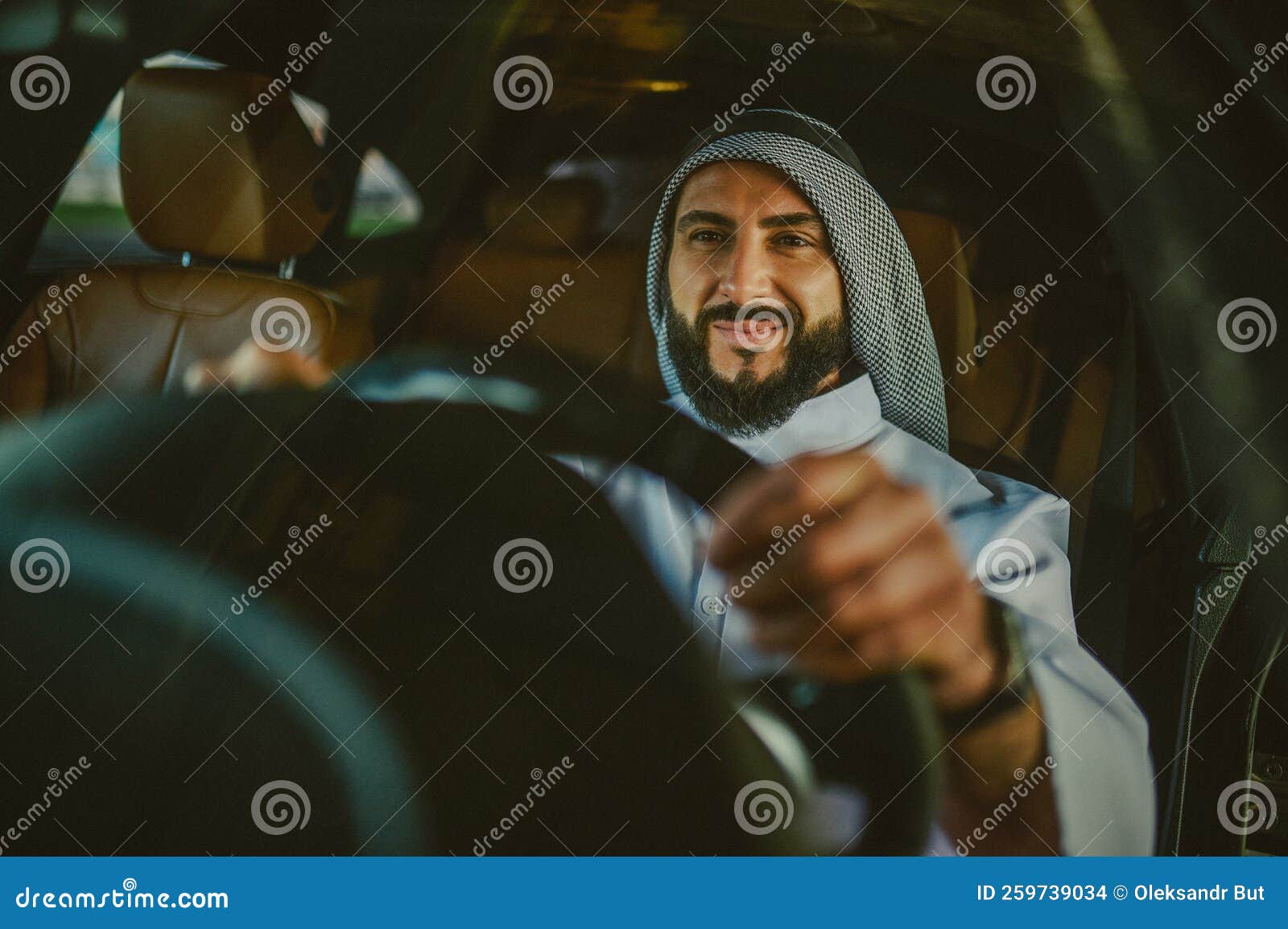 Saudi Man Driving a Car and Feeling Good Stock Photo - Image of ...