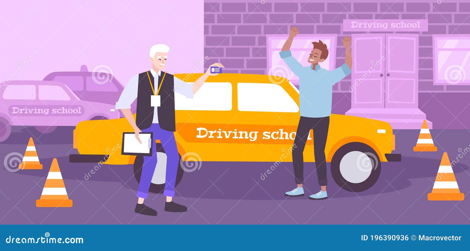 Driving School Composition stock vector. Illustration of signboard ...