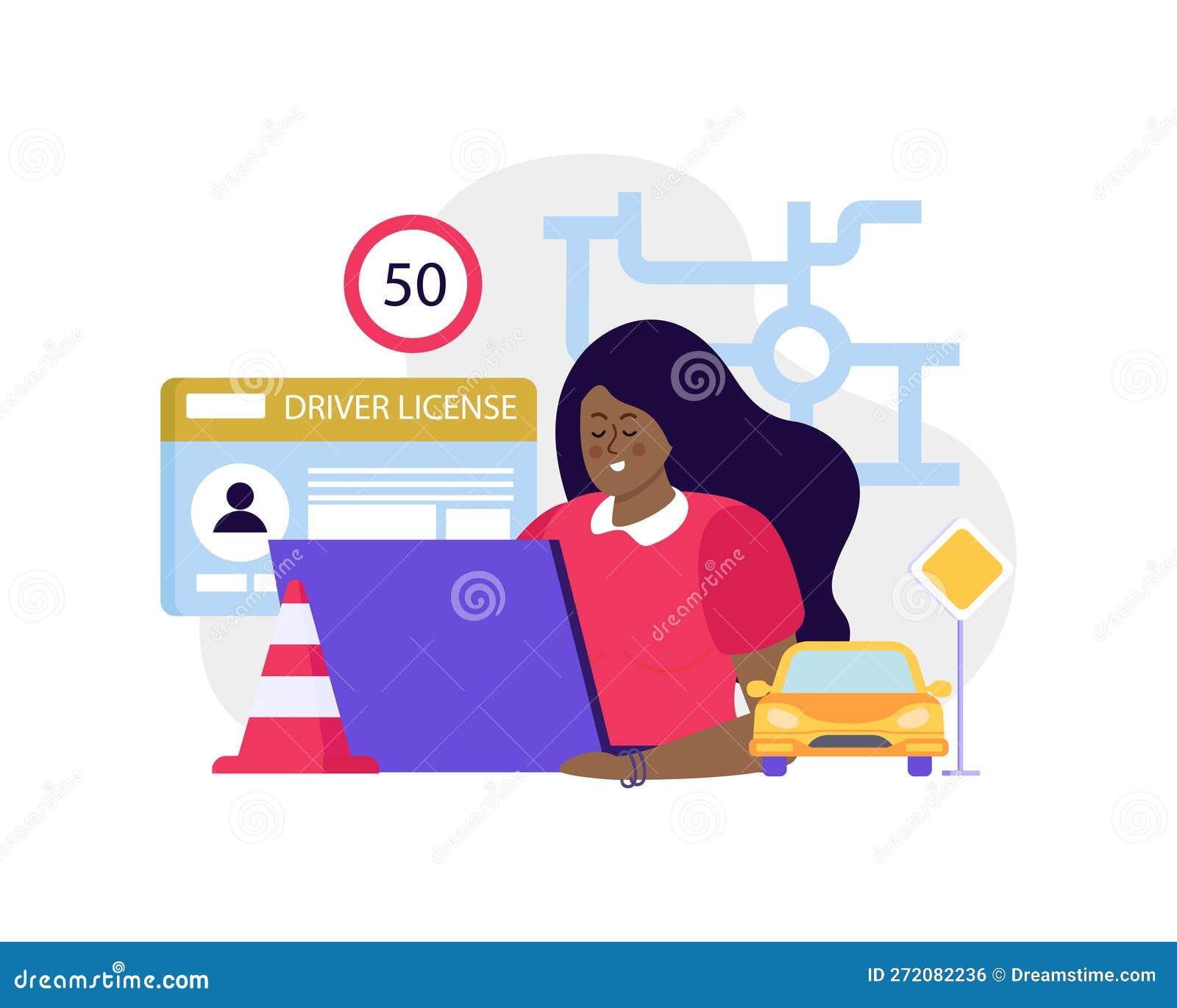 Driving School Flat Background Stock Vector - Illustration of ...