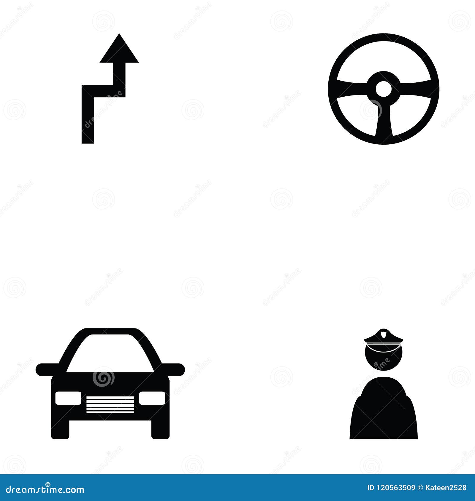 Driving school icon set stock vector. Illustration of test - 120563509