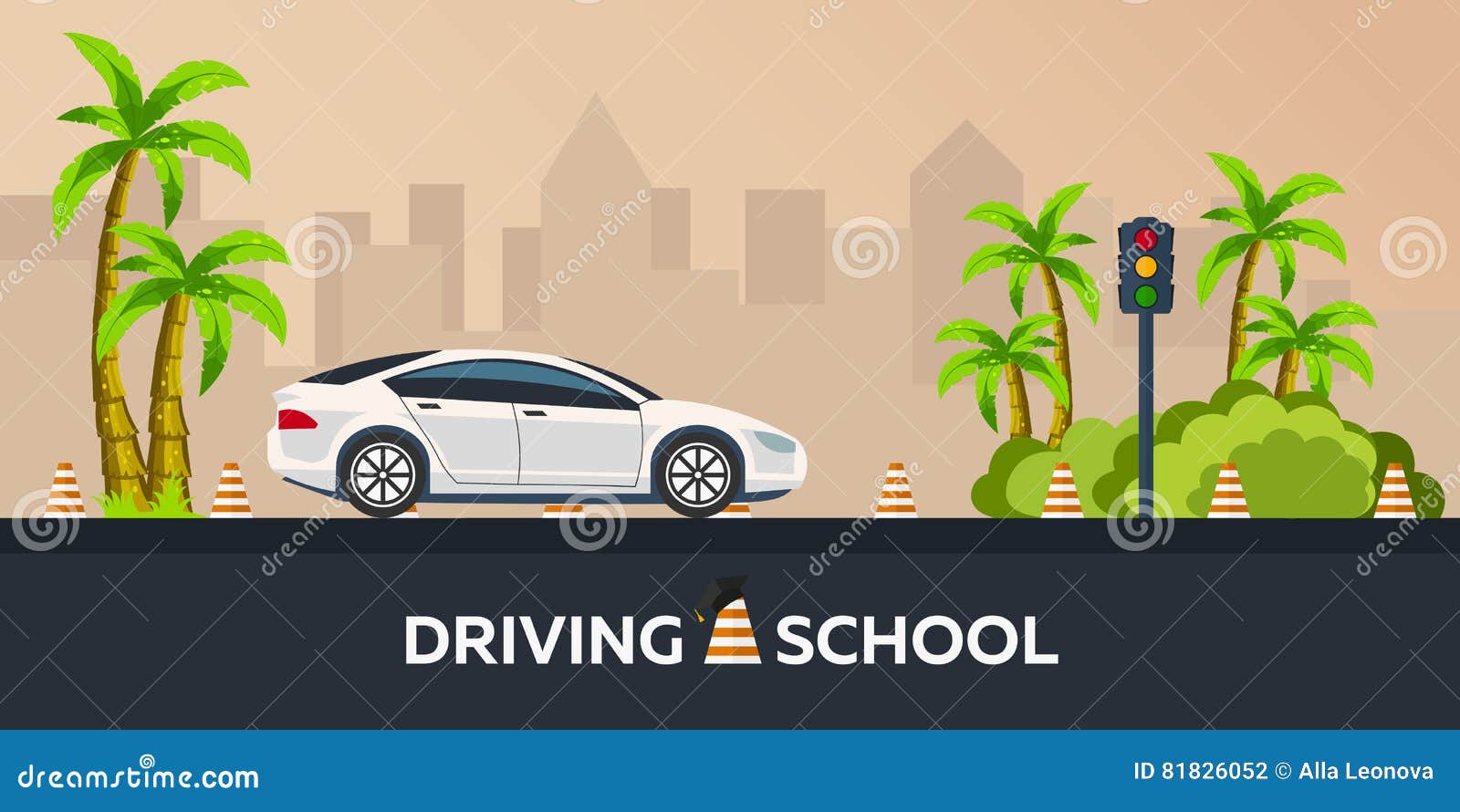 Driving School Illustration. Auto. Auto Education. the Rules of the ...