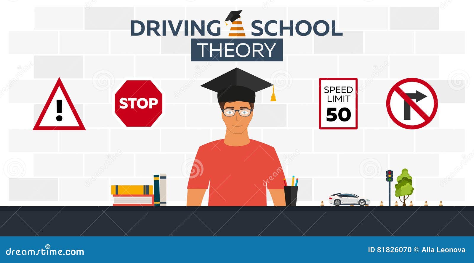 Driving School Illustration. Auto. Auto Education. the Rules of the ...