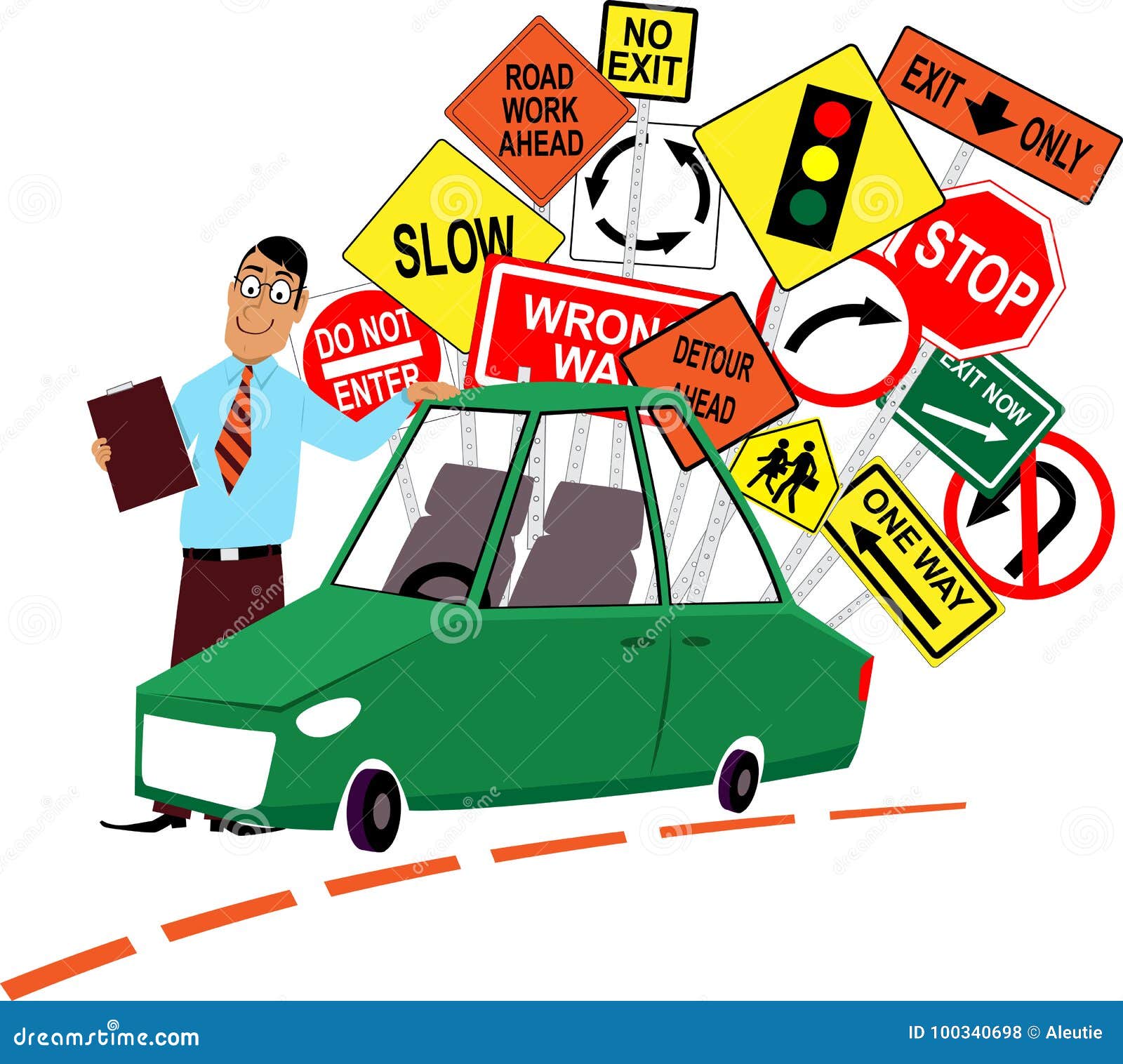 Driving school instructor stock vector. Illustration of inexperienced ...