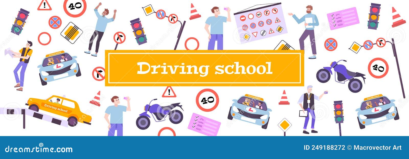 Driving School Pattern stock vector. Illustration of exercise - 249188272