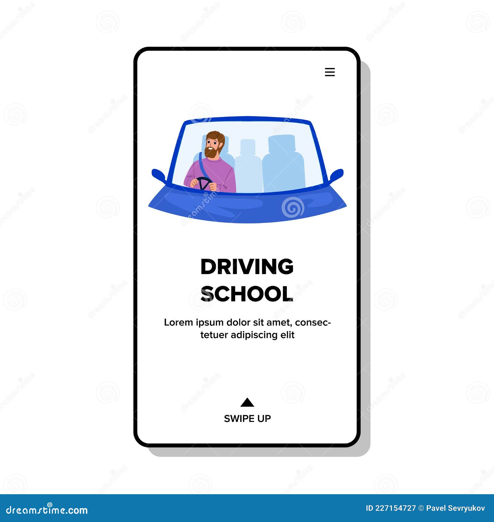 Driving School Student Practicing Drive Car Vector Stock Vector ...