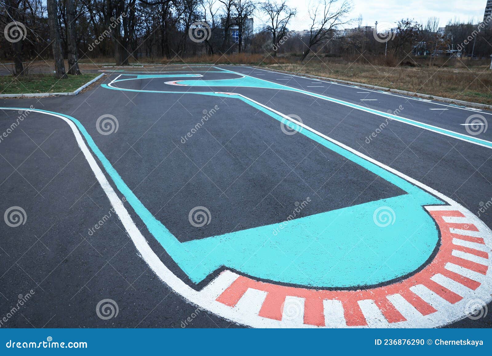 Driving School Test Track with Marking Lines for Practice Stock Photo ...