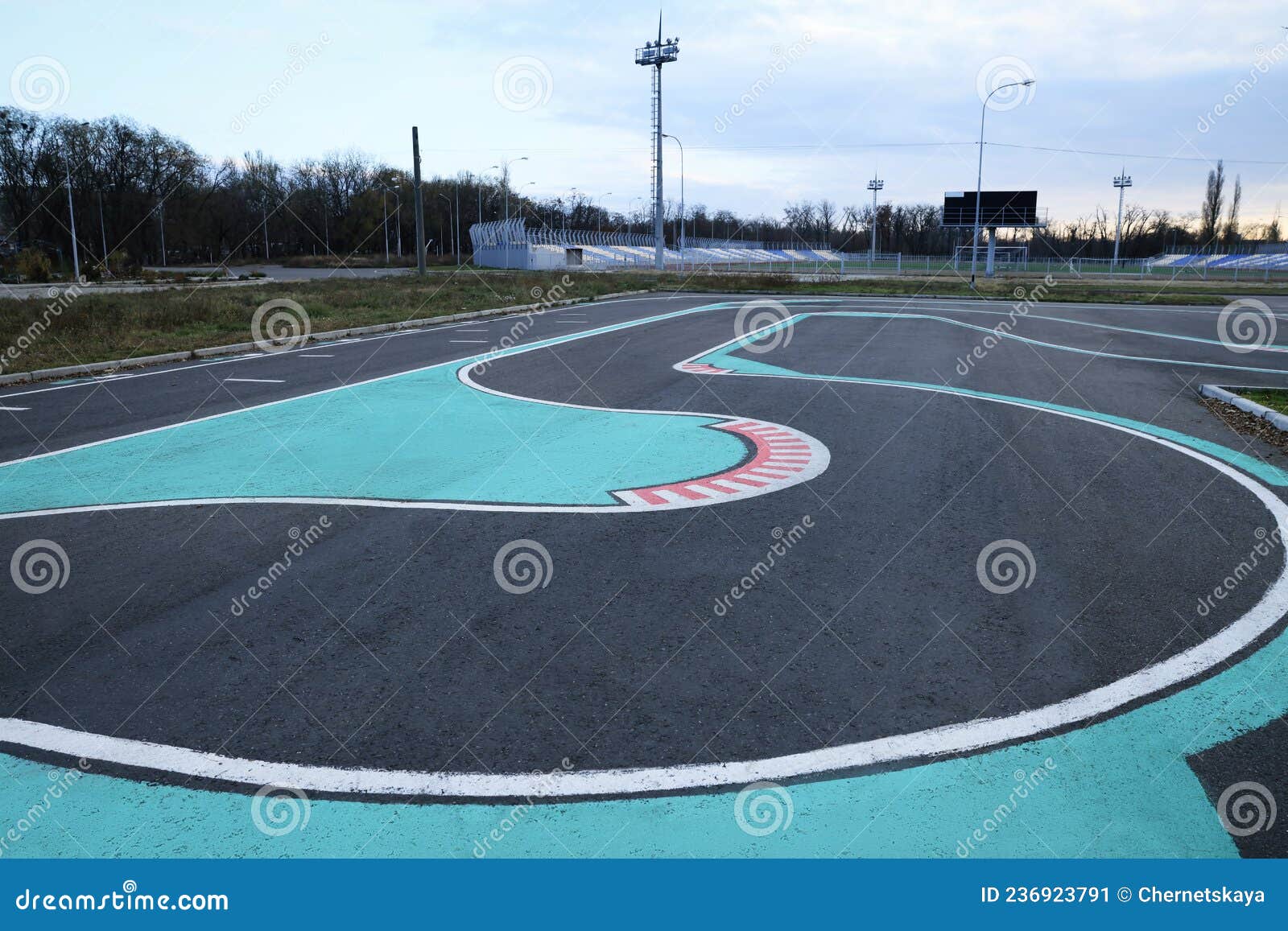 Driving School Test Track with Marking Lines for Practice Stock Image ...