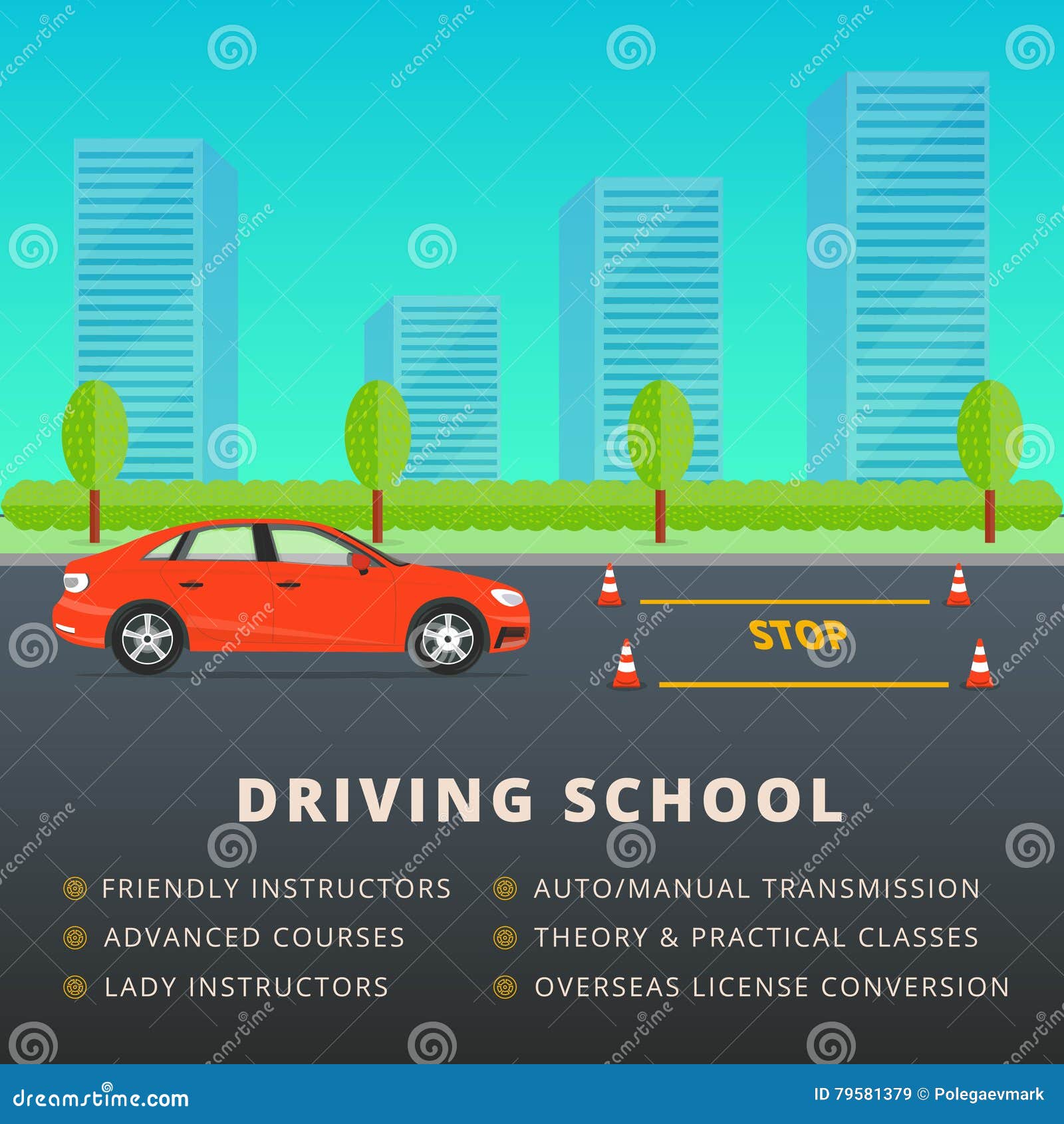 Driving School Web Banner Advertisement Design. Car Driver Class Stock ...