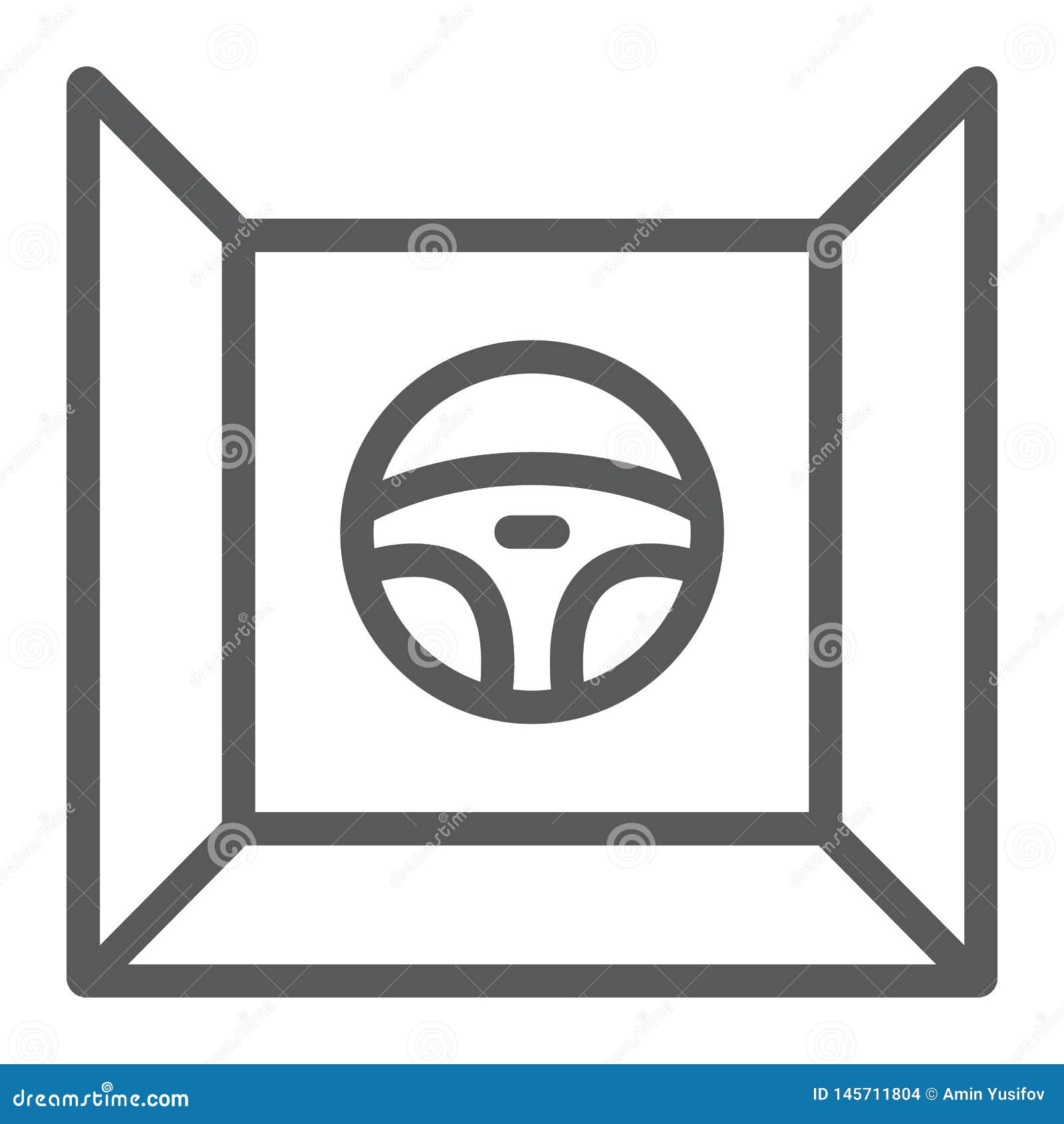 Driving Simulator Line Icon, Gaming and Drive, Steering Wheel Sign ...