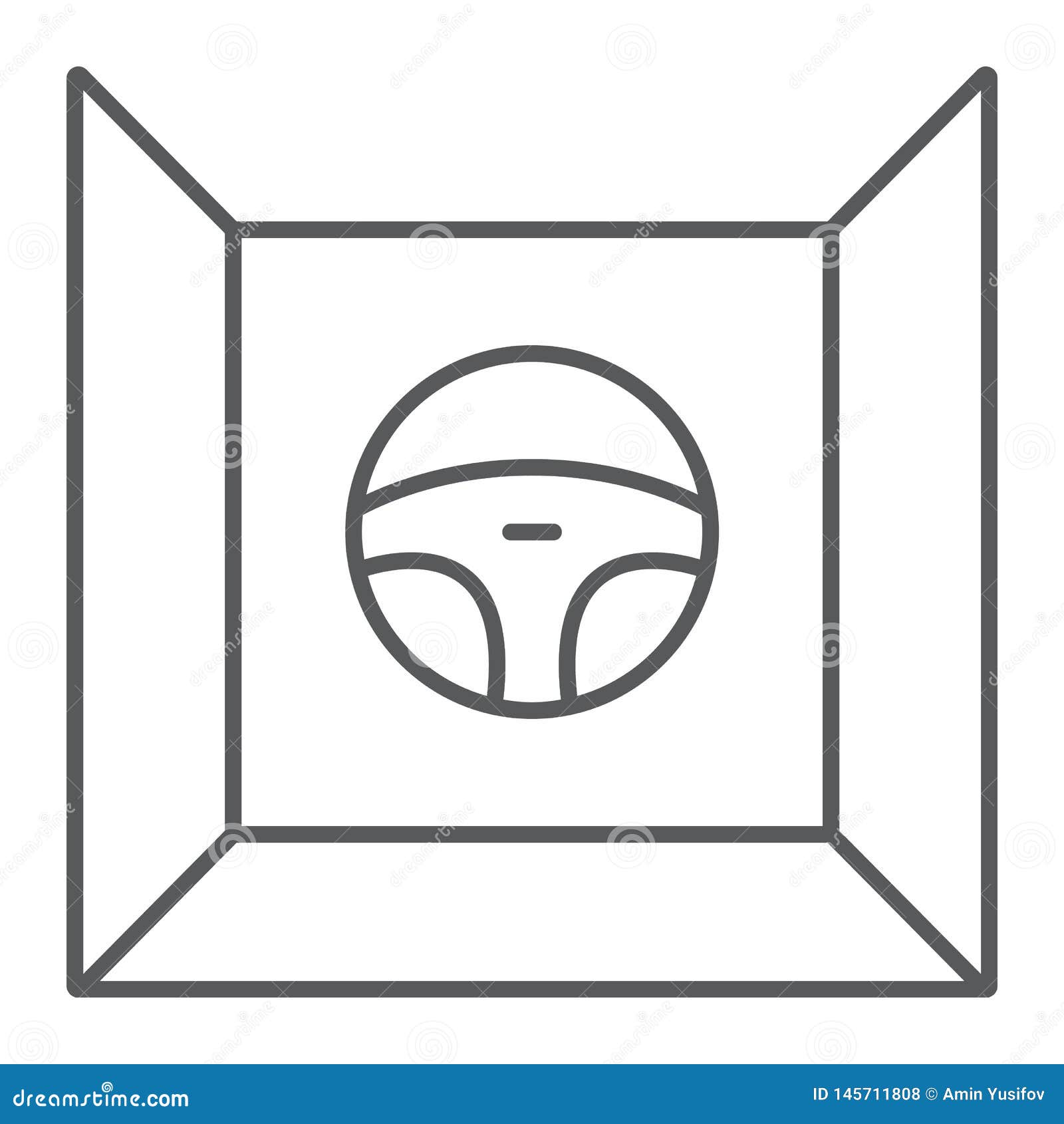 Driving Simulator Thin Line Icon, Gaming and Drive, Steering Wheel Sign ...