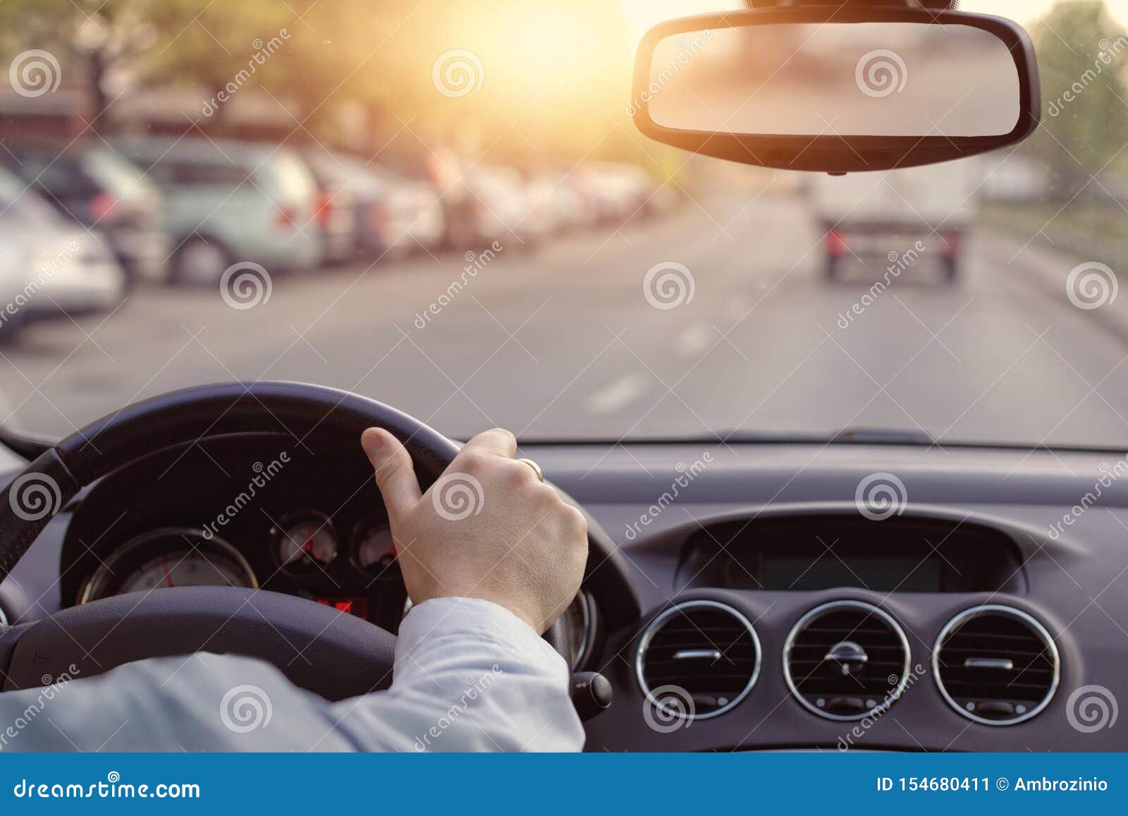 Driving in the Sun on a Car Stock Image - Image of steering, computer ...