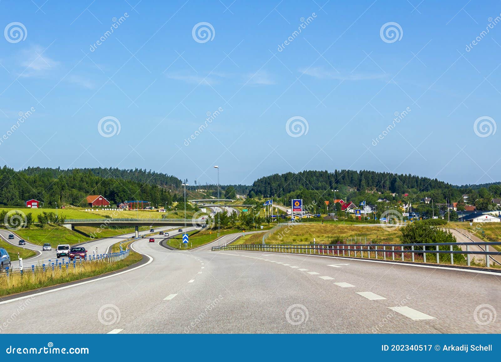 Driving through Sweden with View of Mountains and Village Editorial ...