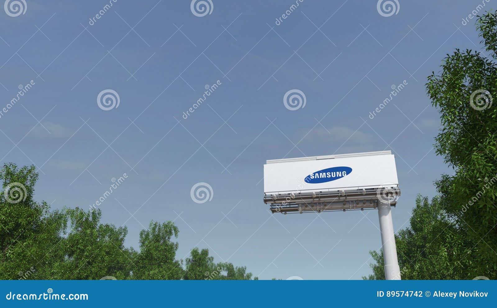 Driving Towards Advertising Billboard with Samsung Logo. Editorial 3D ...