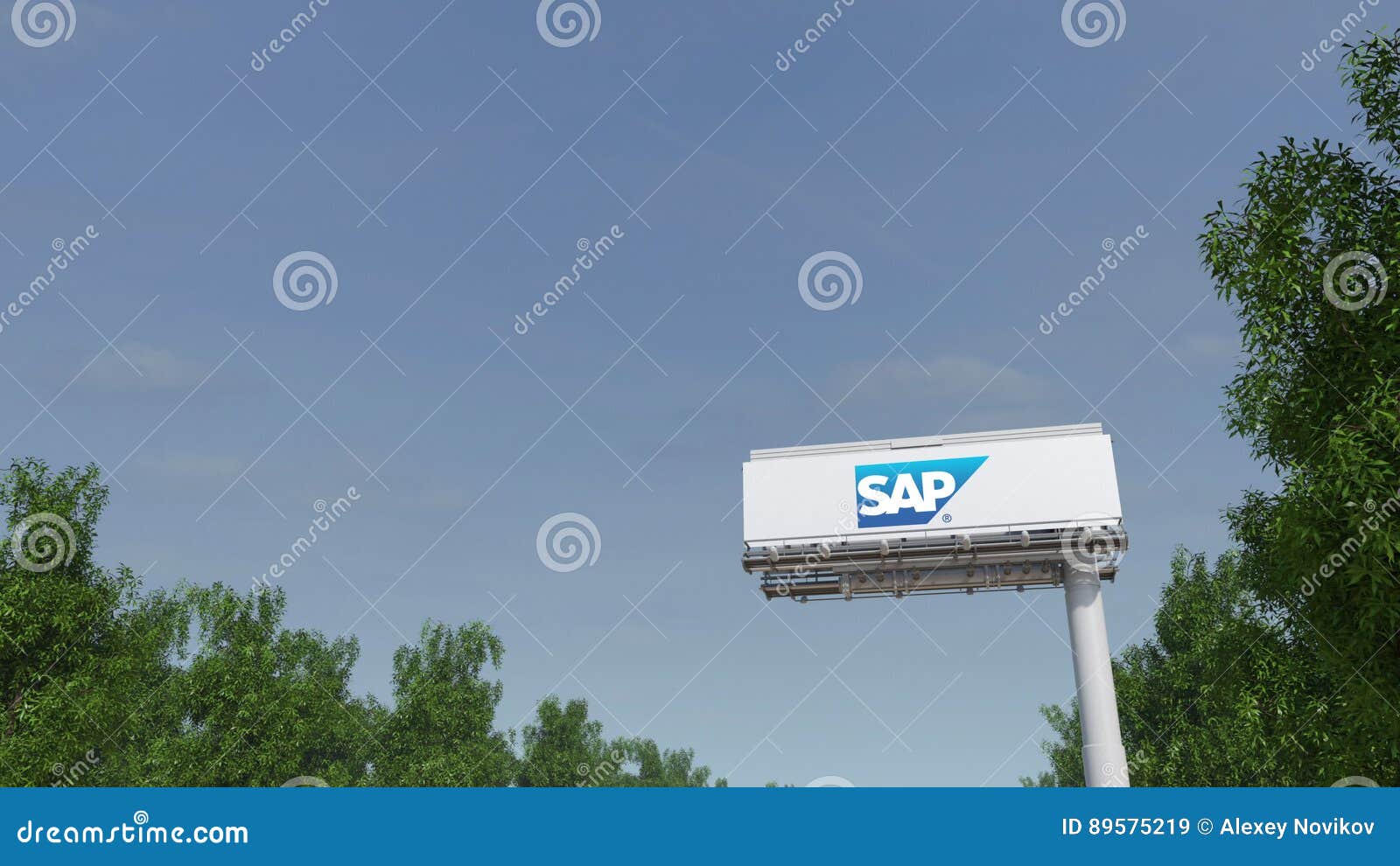 Driving Towards Advertising Billboard with SAP SE Logo. Editorial 3D ...