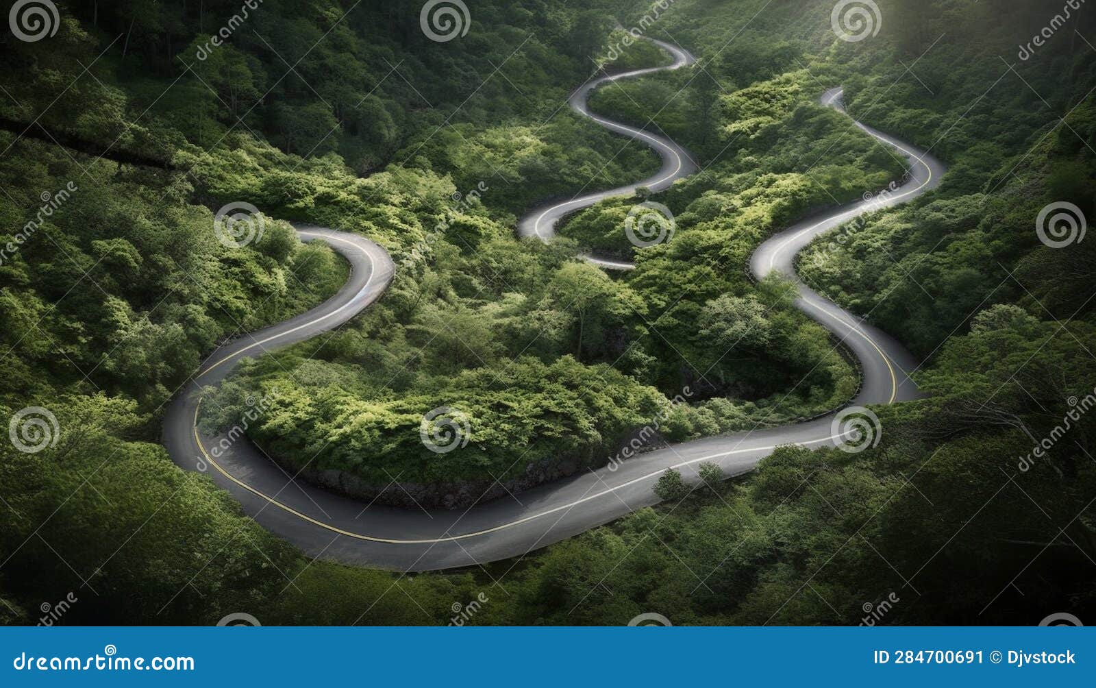 Driving on Winding Rural Roads, Surrounded by Green Nature Generated by ...