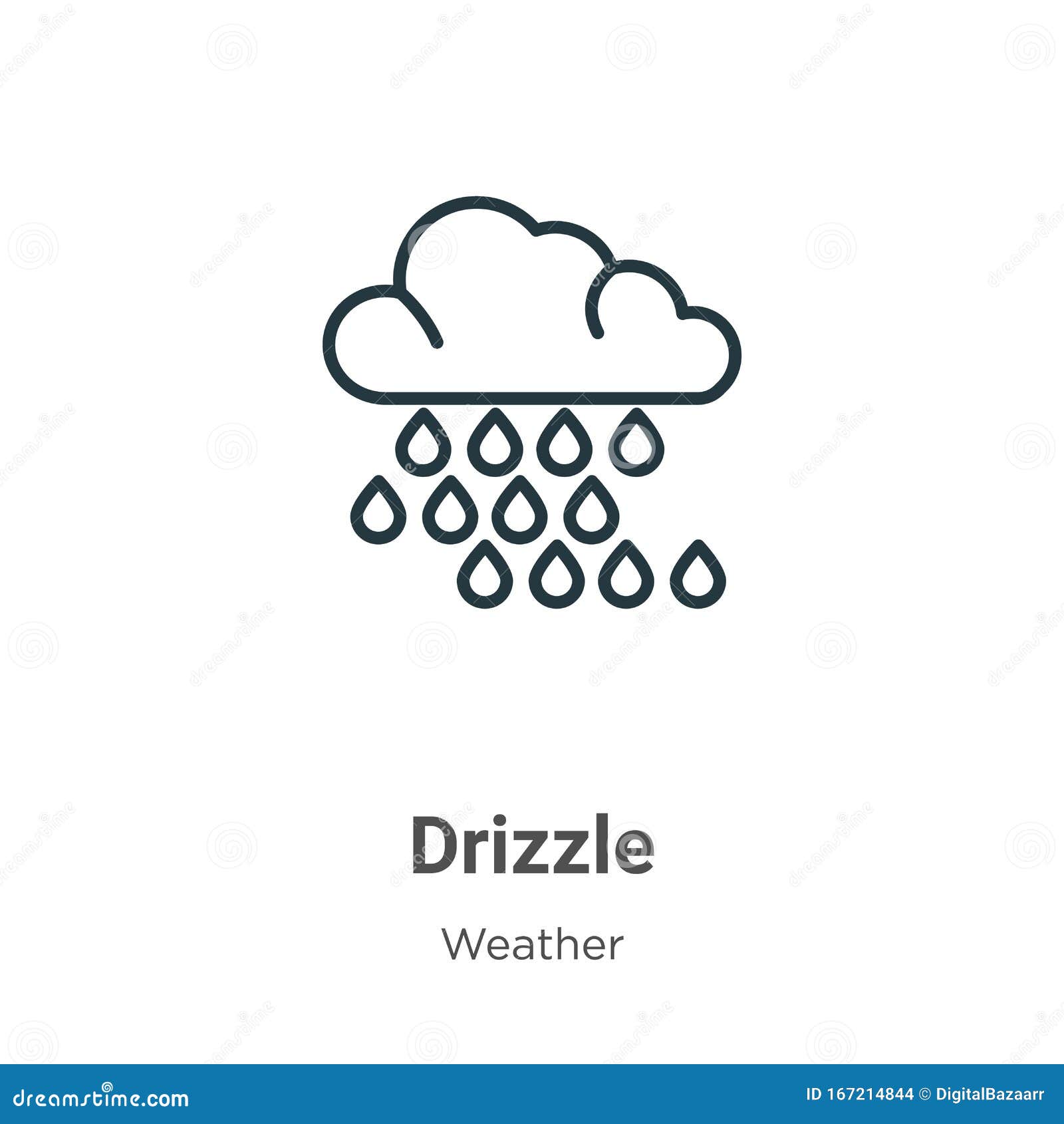Drizzle Outline Vector Icon. Thin Line Black Drizzle Icon, Flat Vector ...