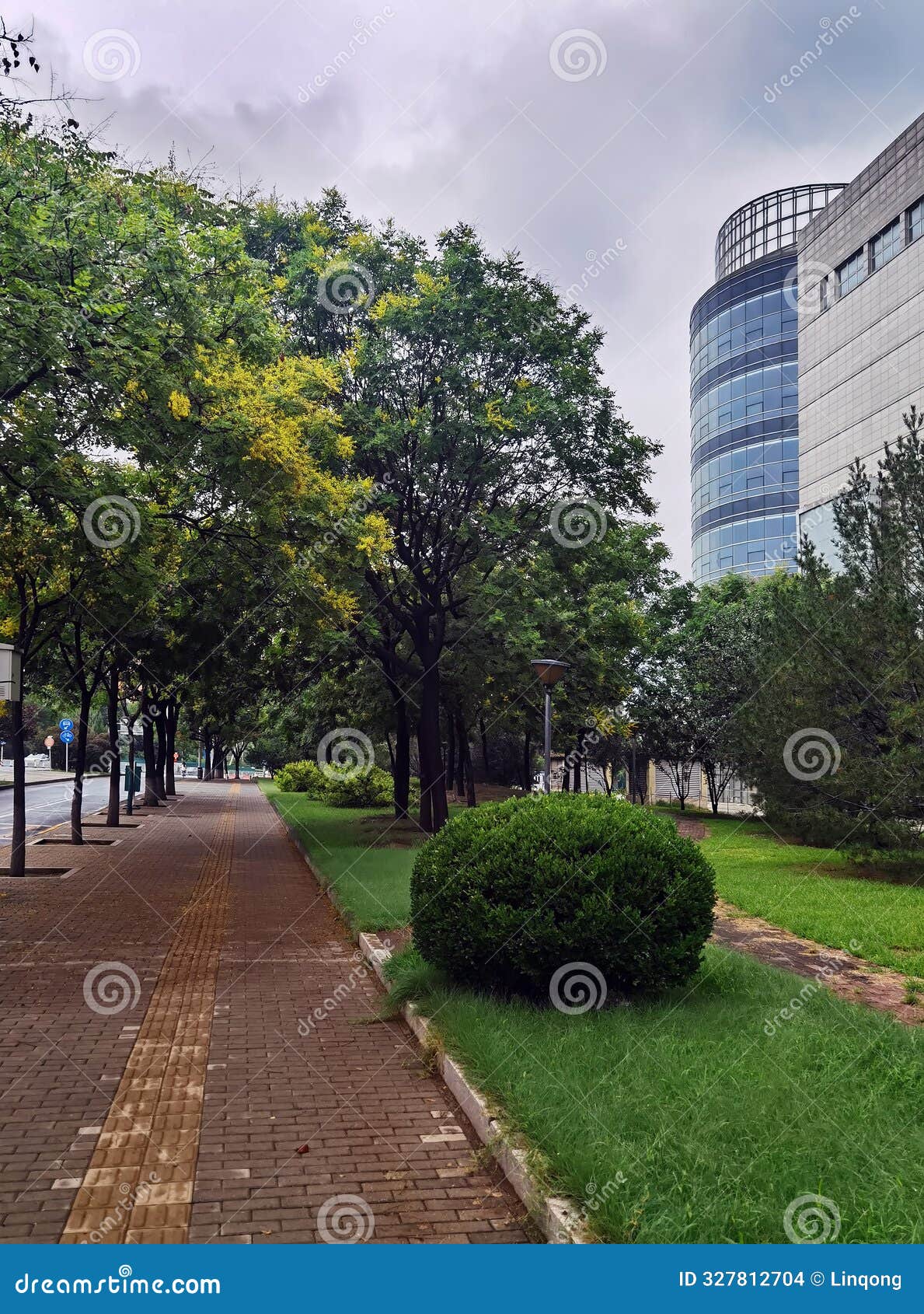 Sidewalks and Surrounding Greenery beside the Road. Stock Photo - Image ...
