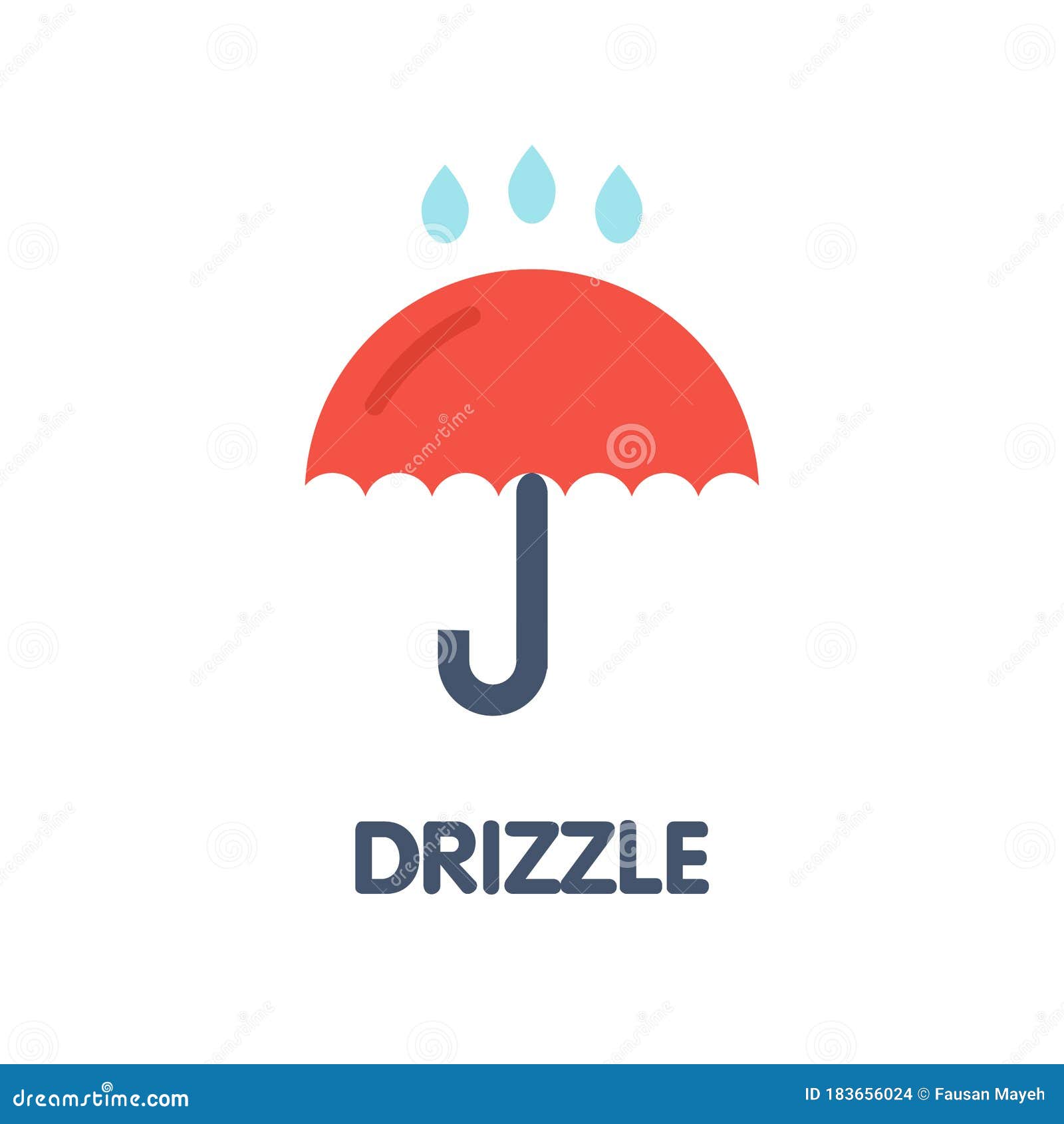 Drizzle Umbrella Flat Icon Design Style Illustration on White ...