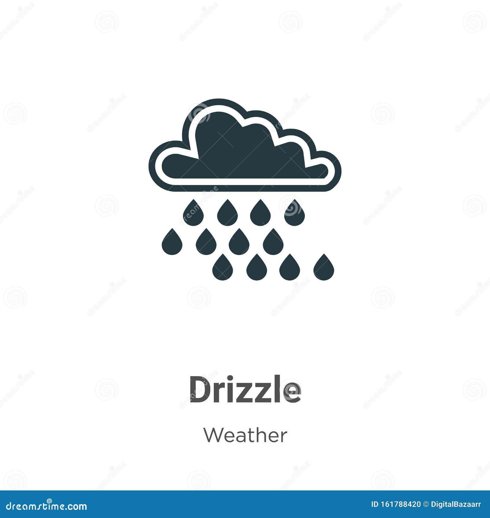 Drizzle Vector Icon on White Background. Flat Vector Drizzle Icon ...