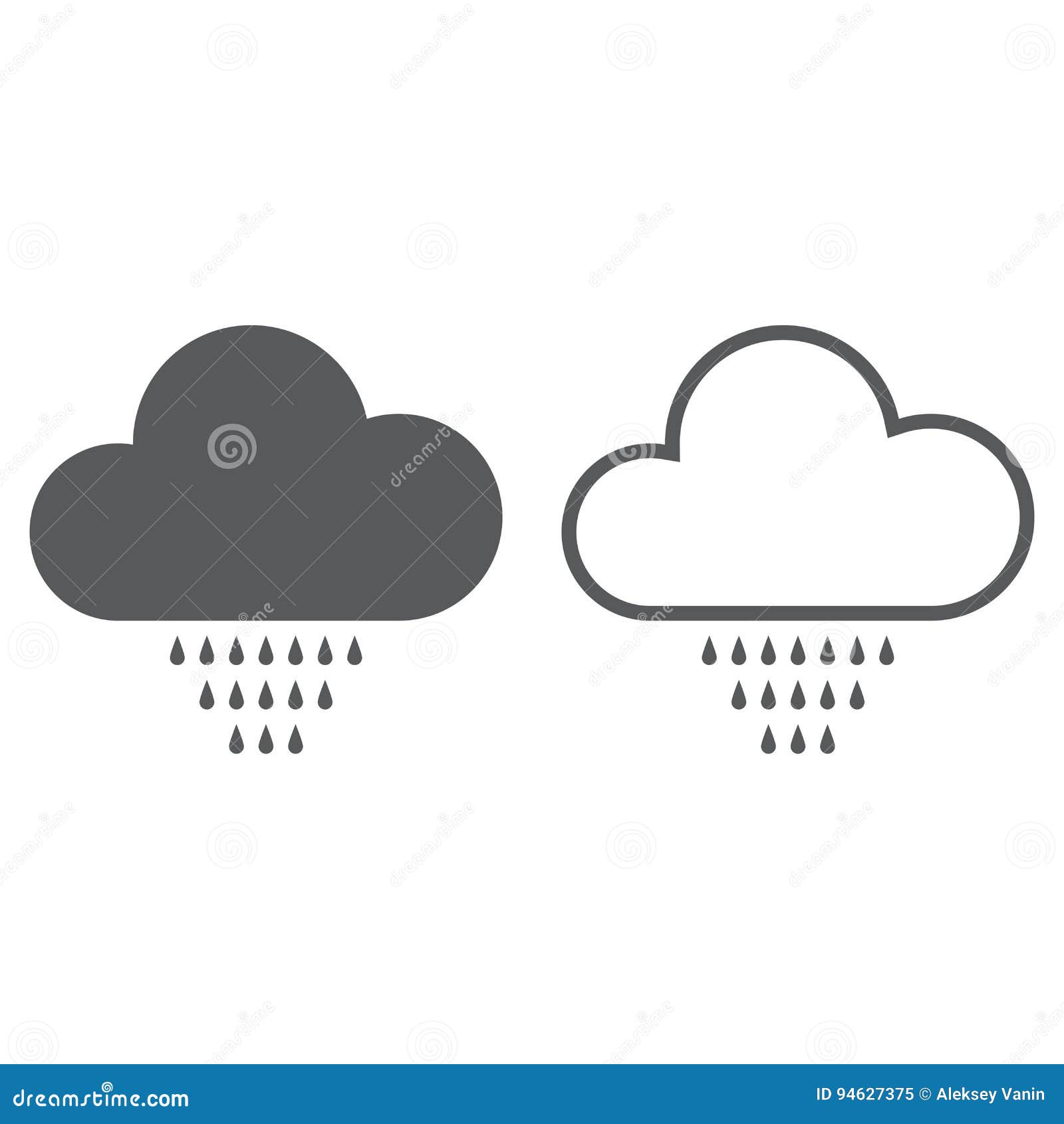 Drizzle Weather Icon. Solid and Outline. Stock Vector - Illustration of ...