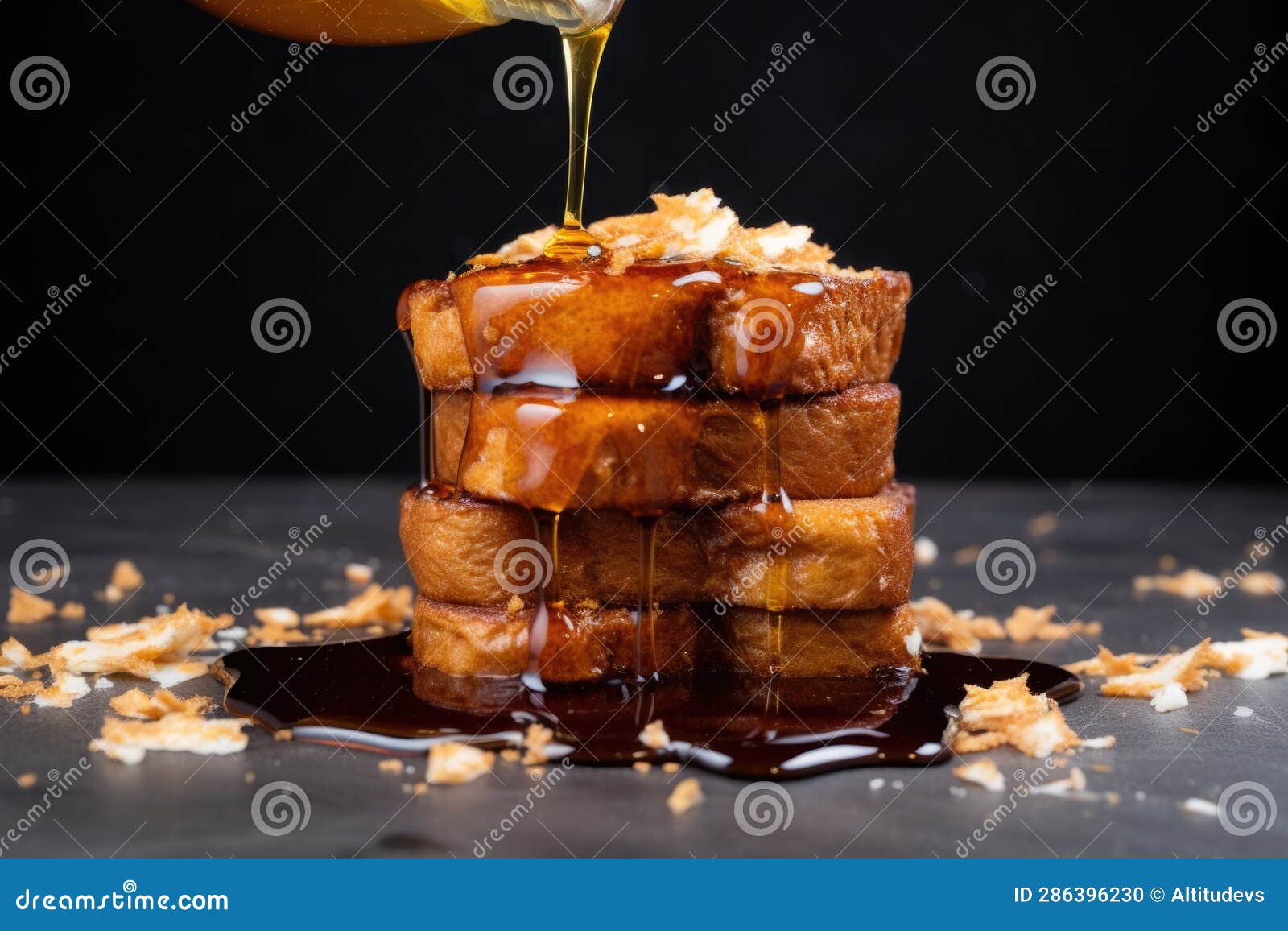 Drizzling Maple Syrup on French Toast Stack Stock Photo - Image of ...