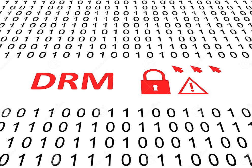 DRM concept binary code 3d stock illustration. Illustration of ...