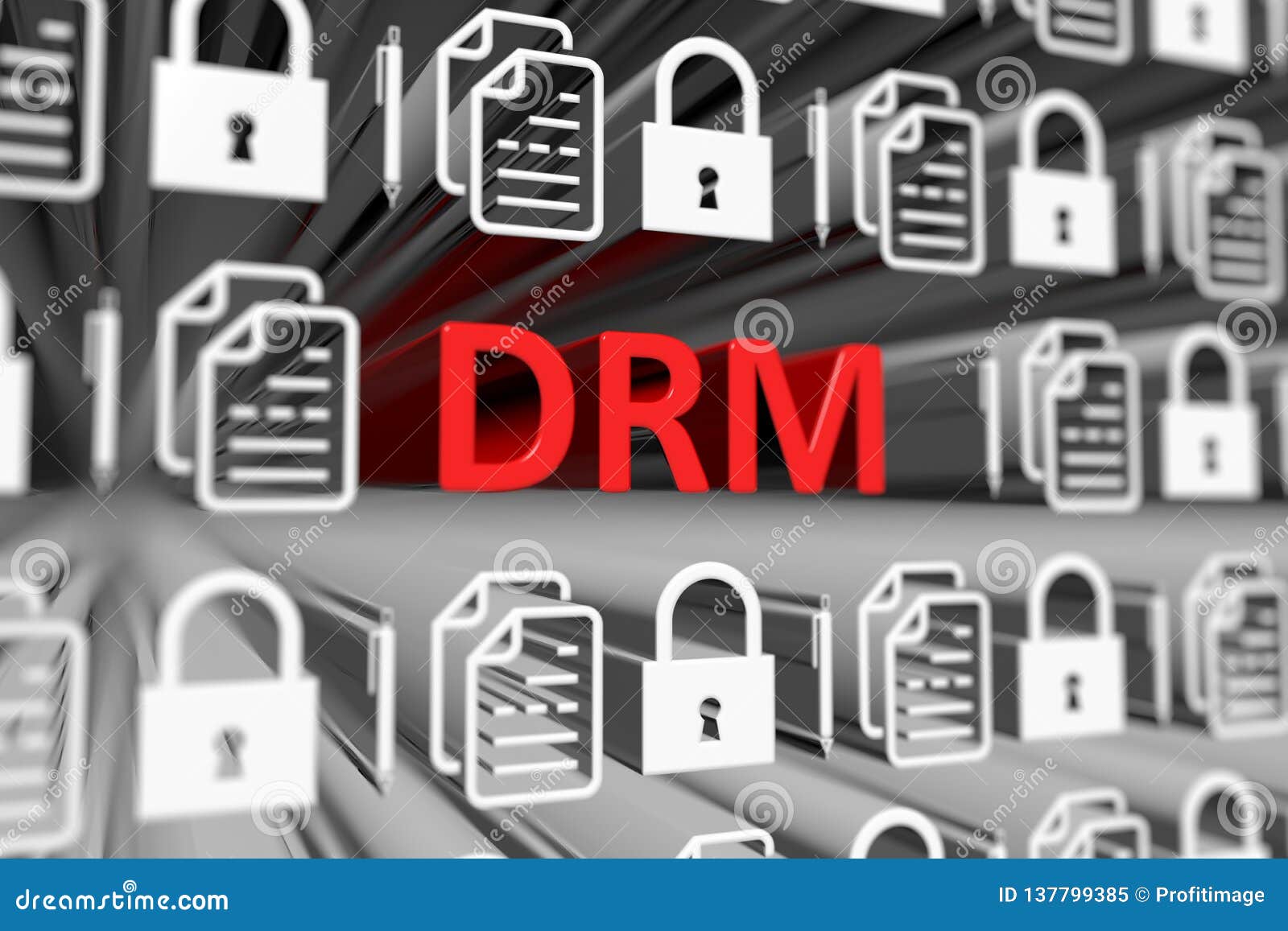 DRM Concept Blurred Background Stock Illustration - Illustration of ...