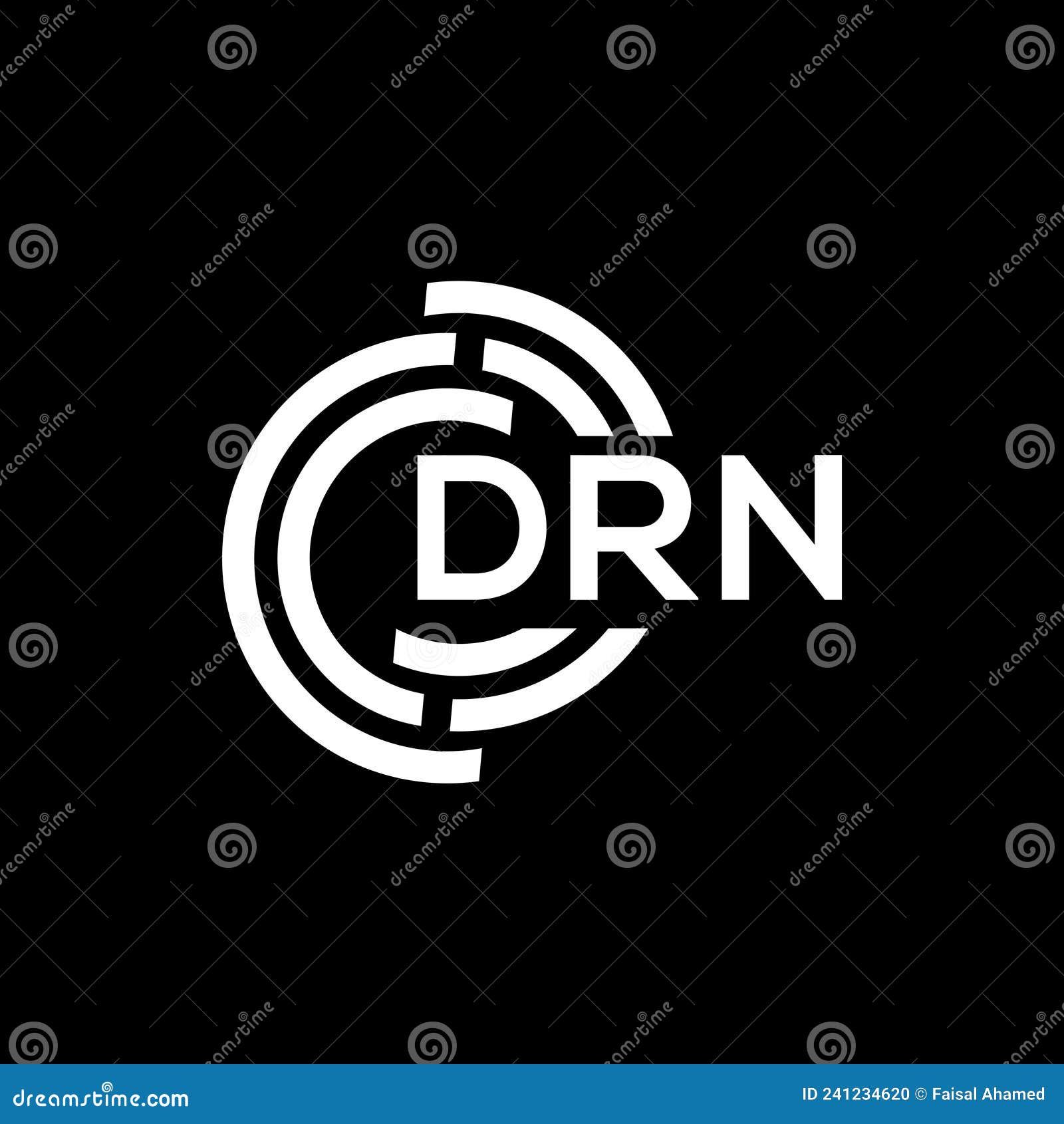 DRN Letter Logo Design on Black Background. DRN Creative Initials ...