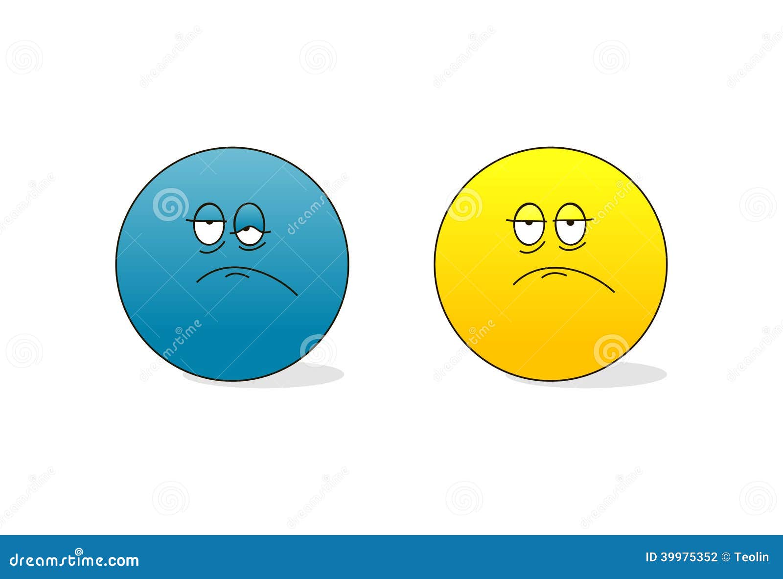 Droevig En Vermoeid Emoticons Vector Illustratie - Illustration of ...