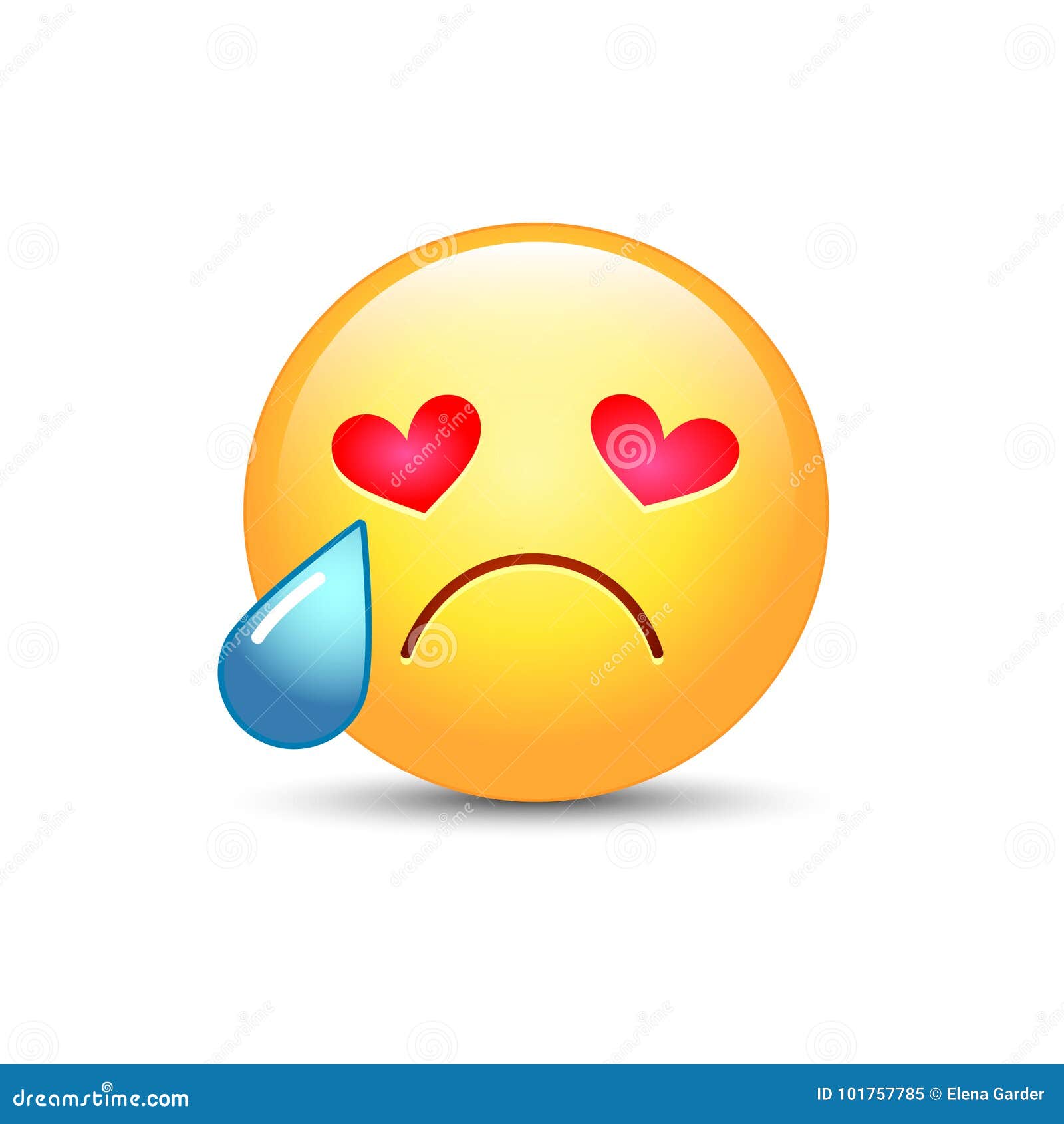 Droevige Bekoorde Smiley Met Ogen in De Vorm Van Harten Vector ...