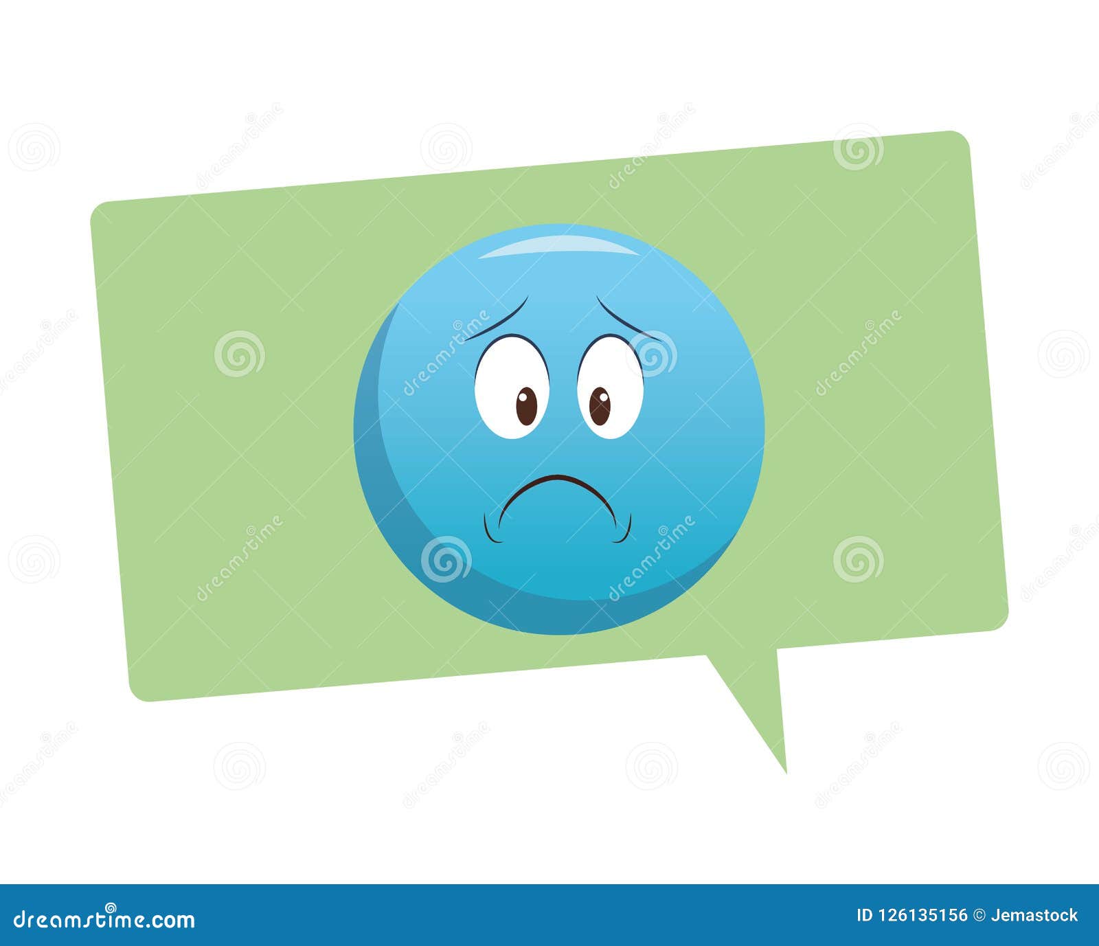 Droevige emoticon in bel vector illustratie. Illustration of symbool ...