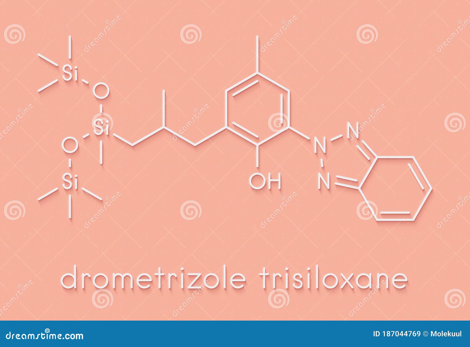 Drometrizole Trisiloxane Sunscreen Molecule UV Filter. Skeletal Formula ...
