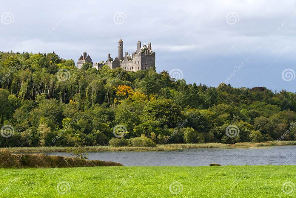 Dromore Castle and lake stock image. Image of history - 21018485