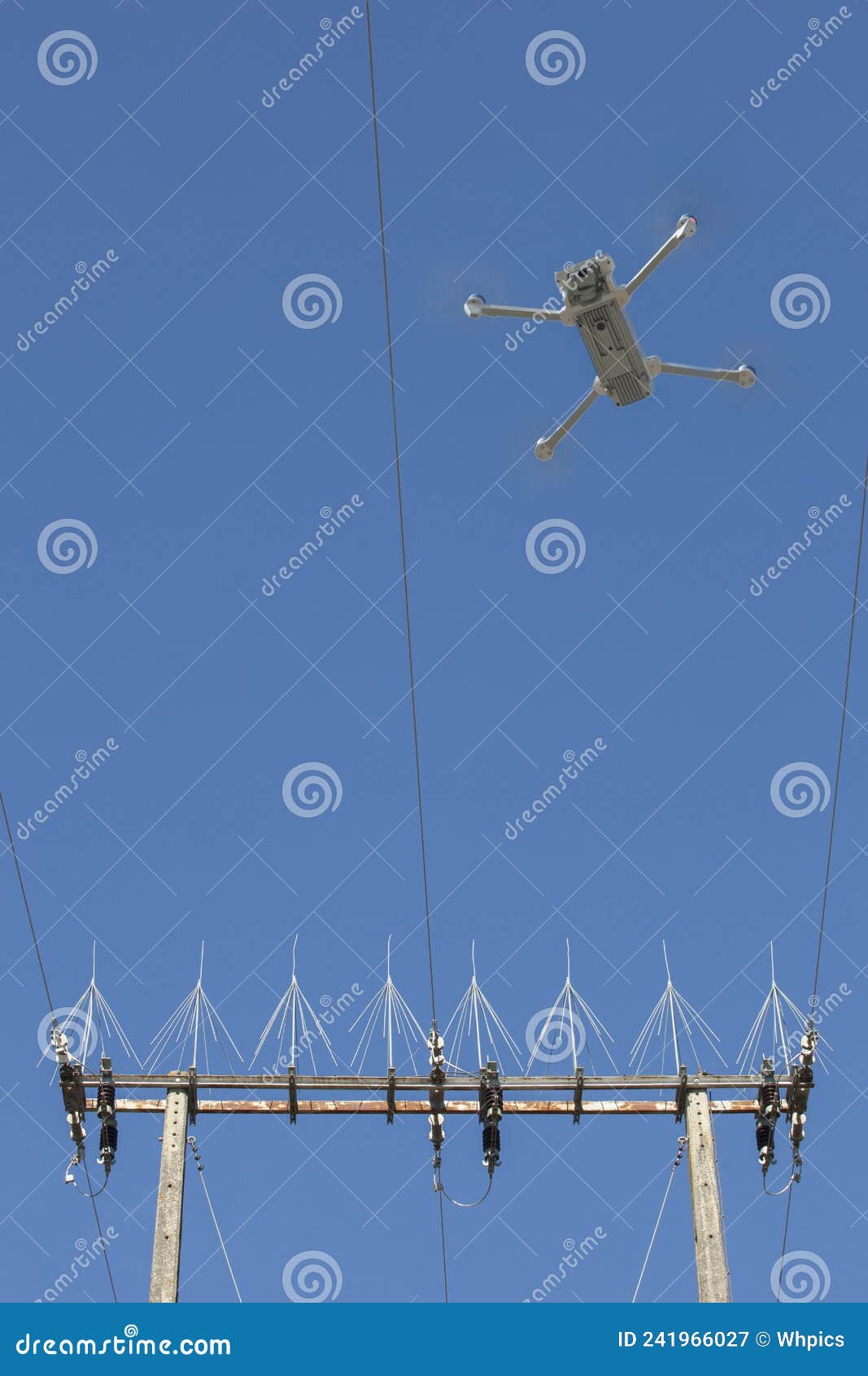 Dron Flying Over Concrete Electricity Pylon Stock Image - Image of ...