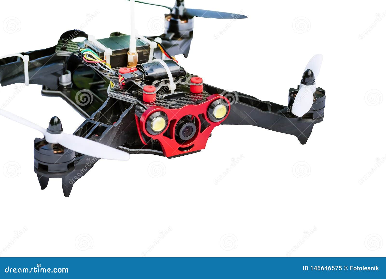 Dron, Quadro Copter Isolated on White Background Stock Image - Image of ...
