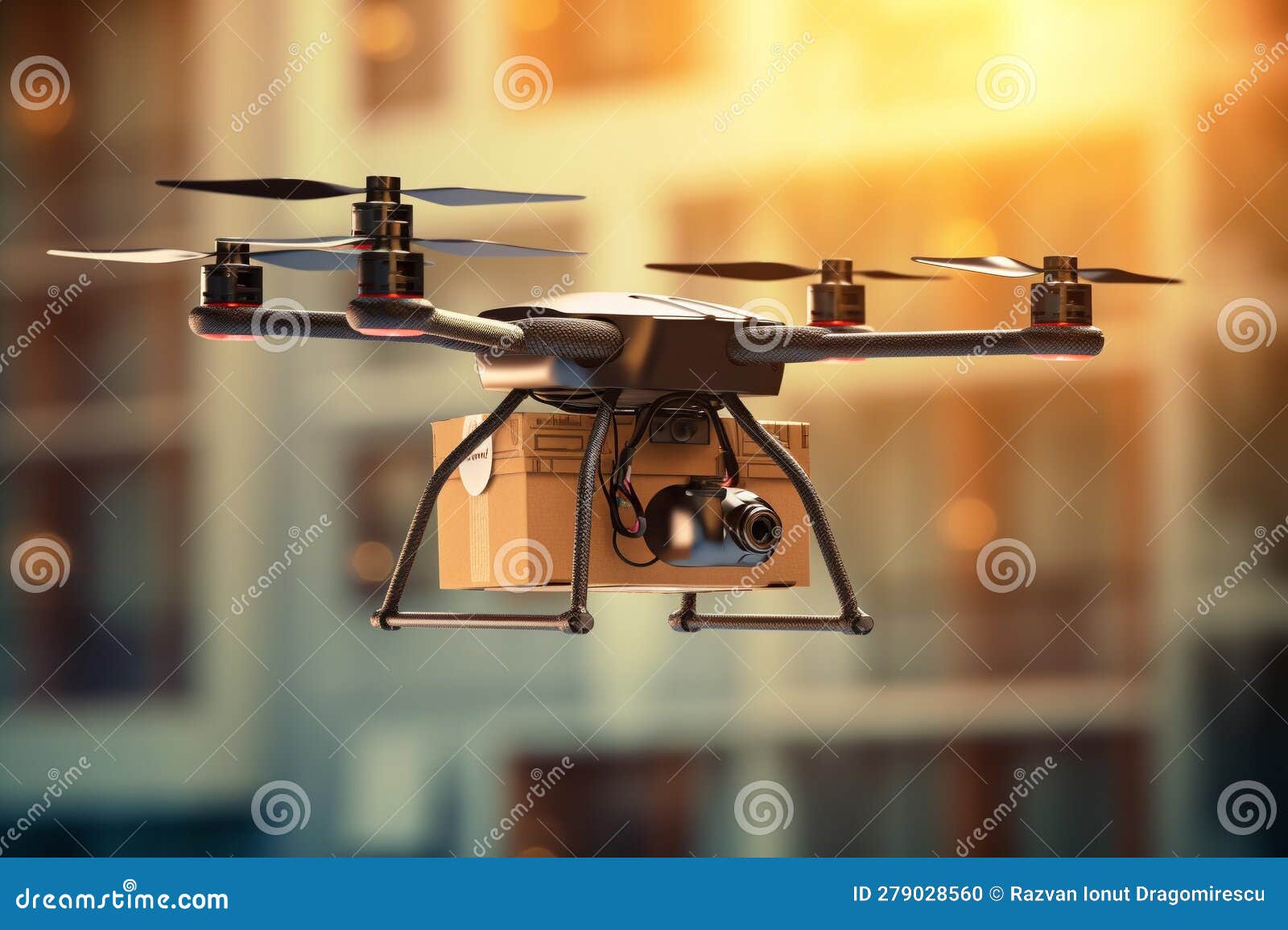 Drone in Action, Delivering a Package with Efficiency and Precision. Ai ...