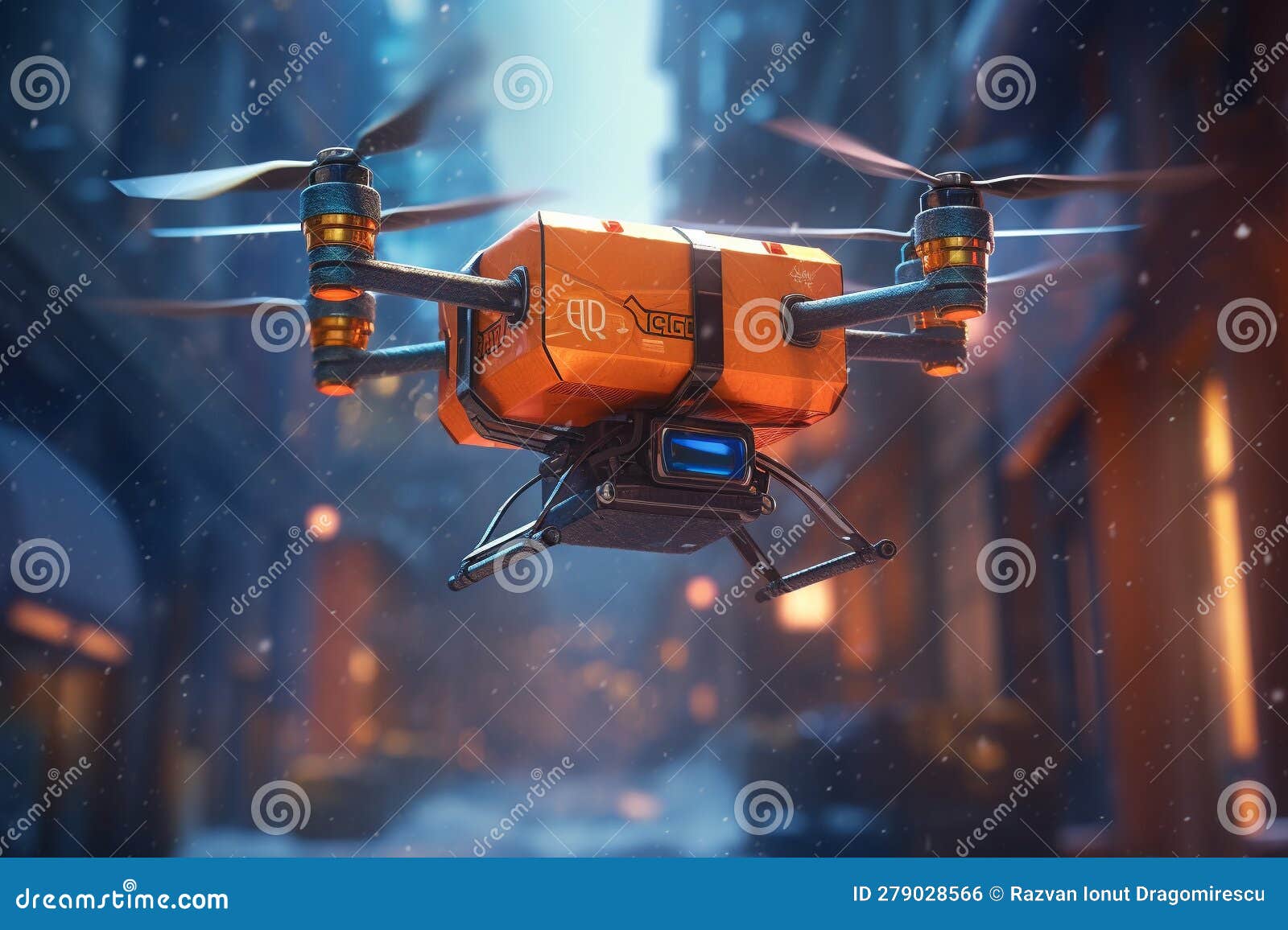 Drone in Action, Delivering a Package with Efficiency and Precision. Ai ...