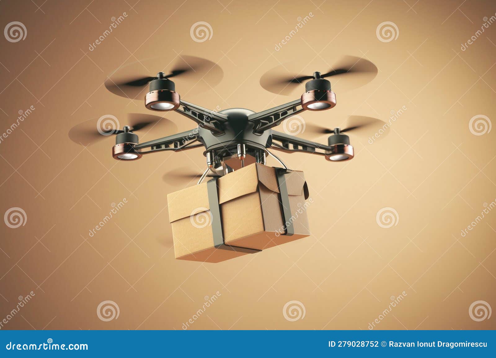 Drone in Action, Delivering a Package with Efficiency and Precision. Ai ...
