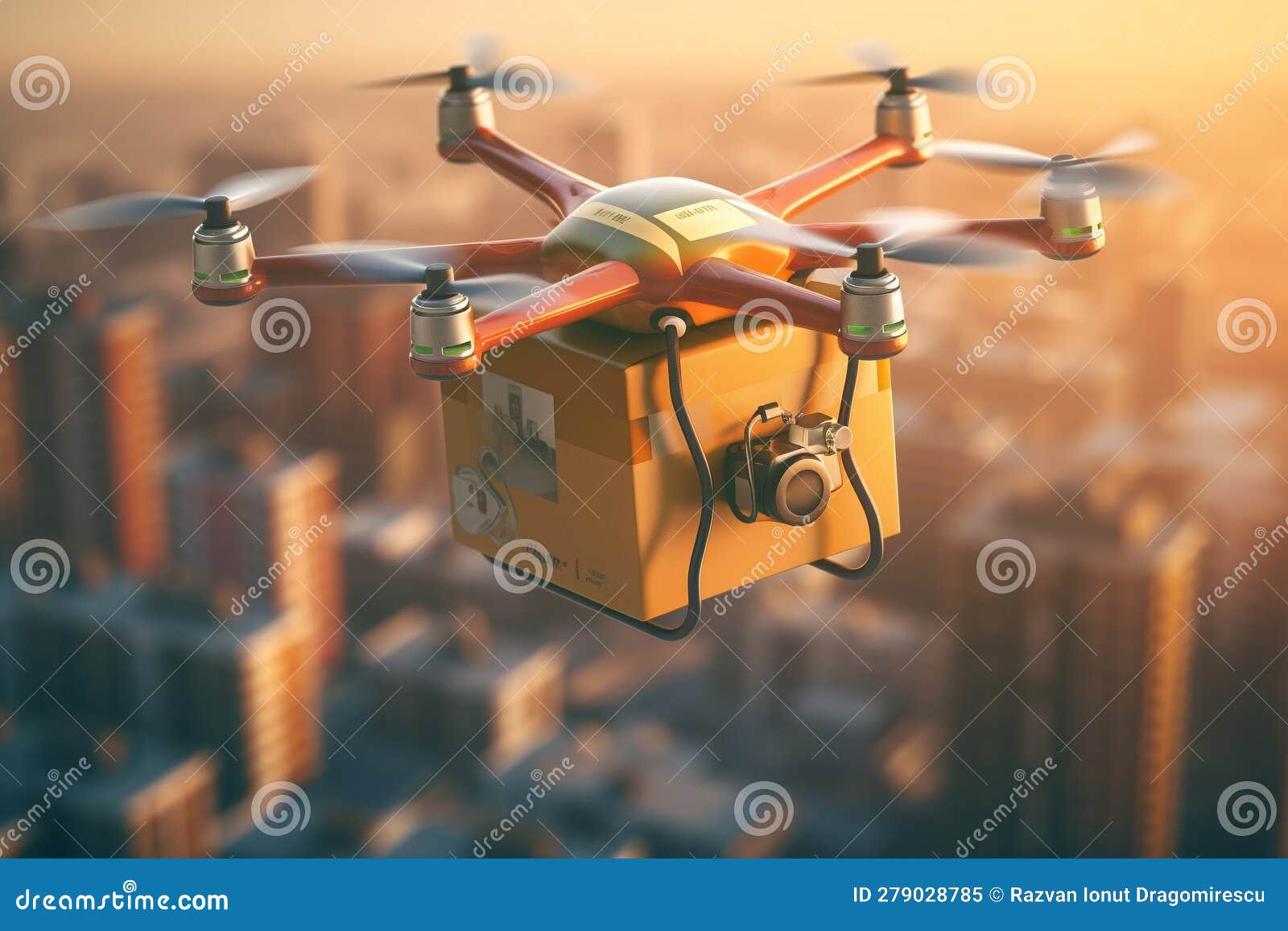 Drone in Action, Delivering a Package with Efficiency and Precision. Ai ...