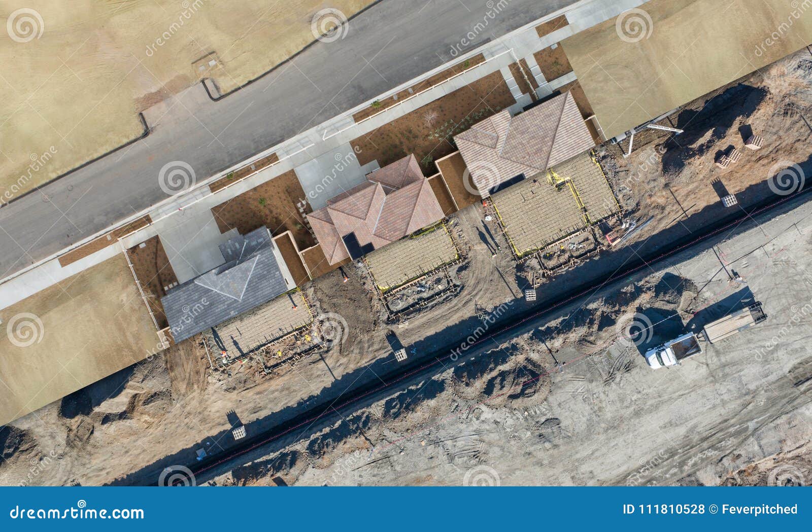Drone Aerial View Cross Section of Home Construction Sites Editorial ...