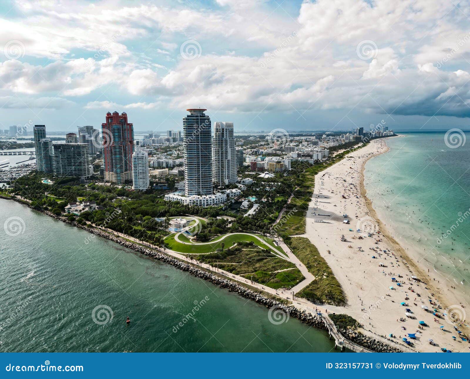 Drone Aerial View of Miami Beach, Florida. Stock Image - Image of ...