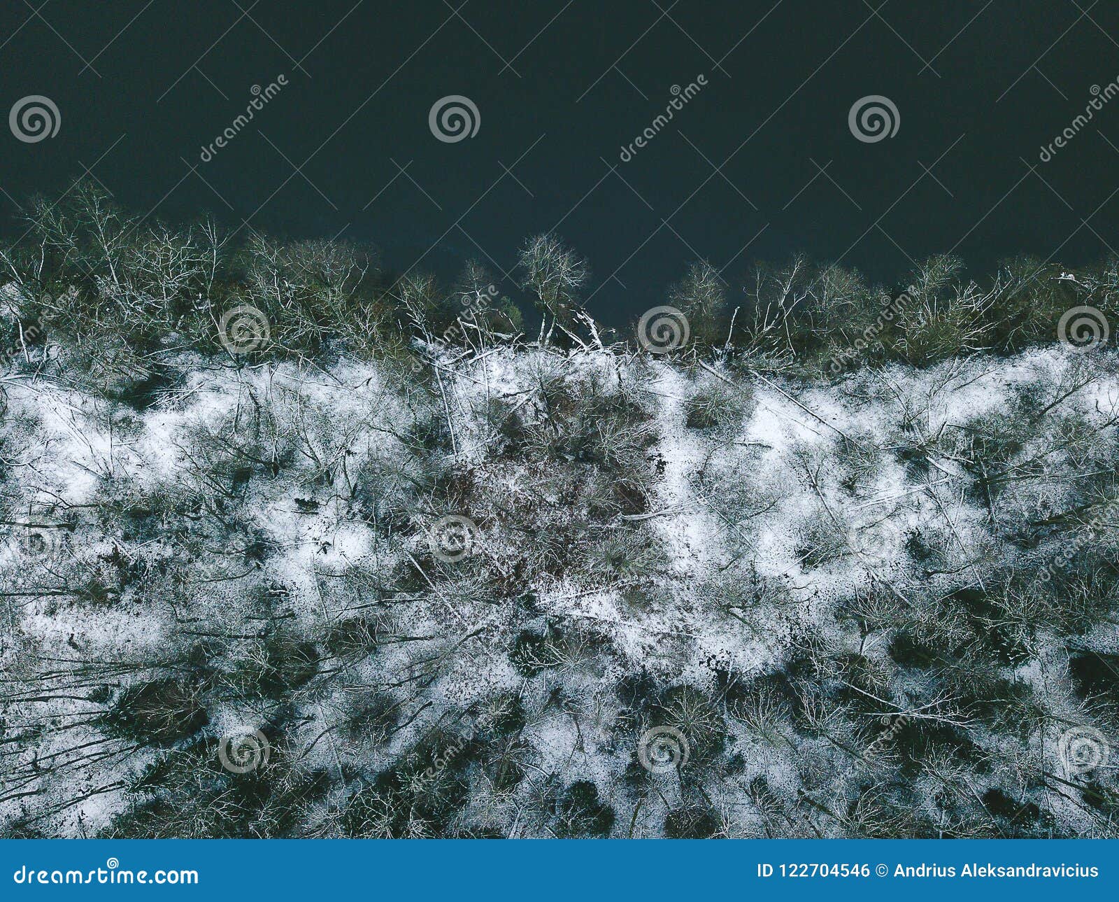 Drone Aerial View of Snowy Forest in Lithuania Stock Photo - Image of ...