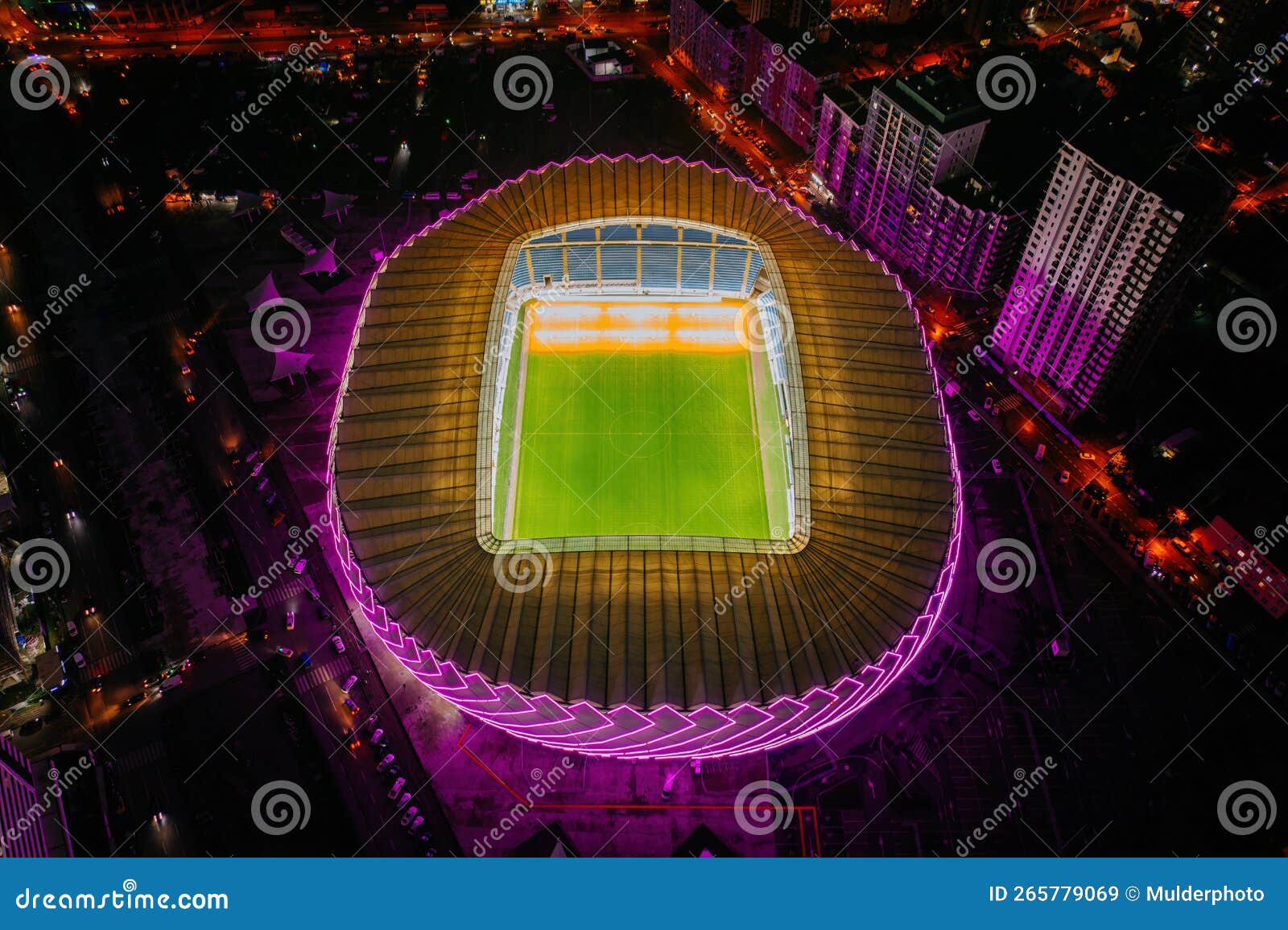 Drone Aerial View of the Stadium at Night Editorial Stock Image - Image ...