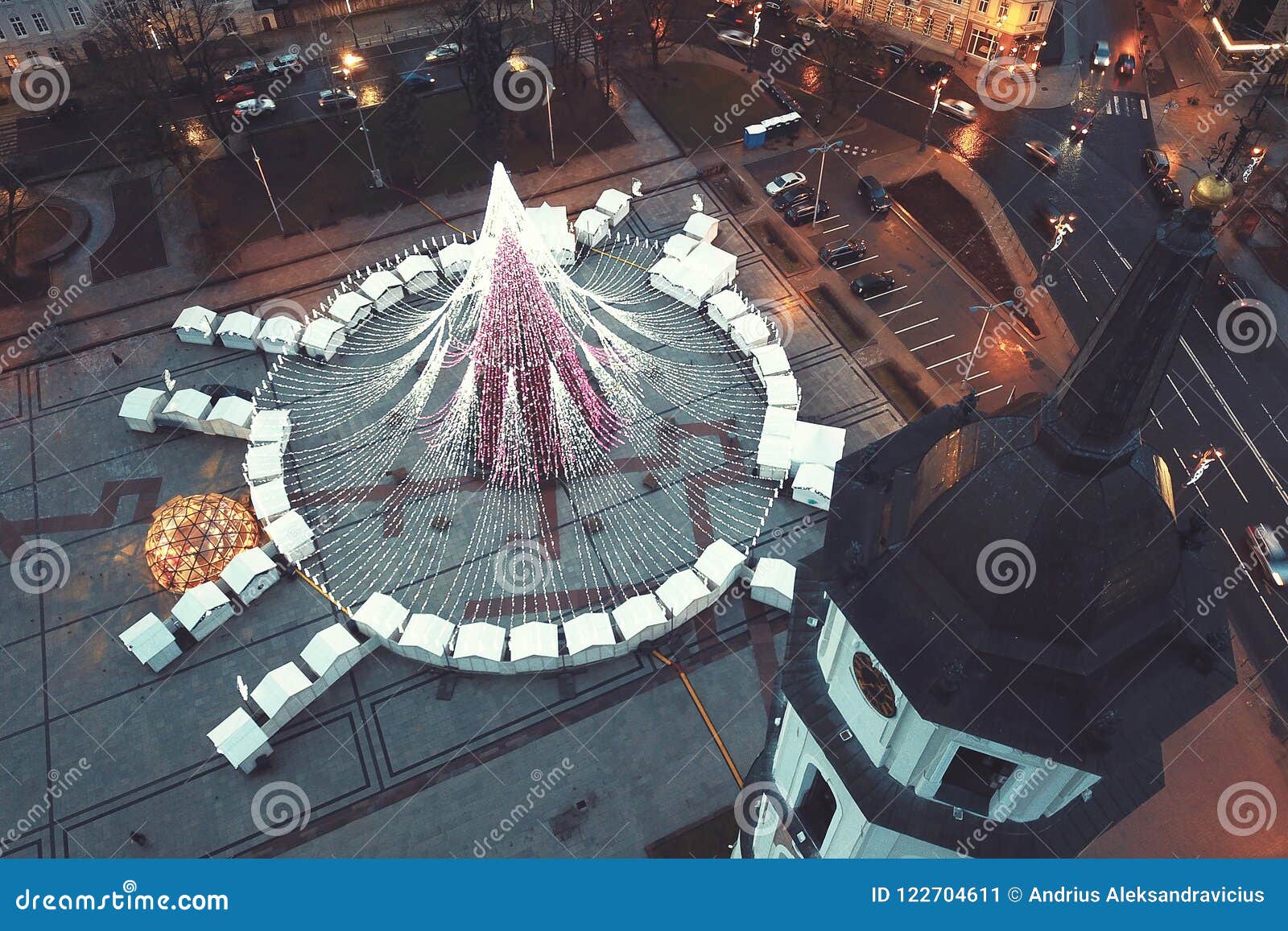 Drone Aerial View of Vilnius Christmas Tree Stock Image - Image of ...