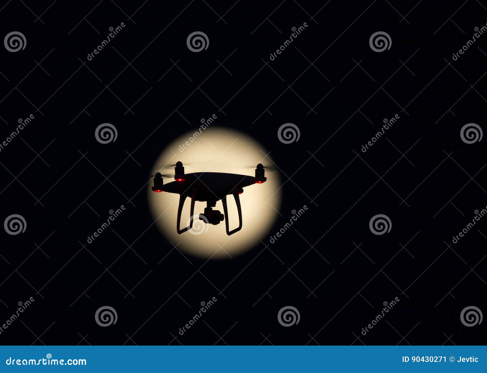 Drone against full moon stock image. Image of motion - 90430271