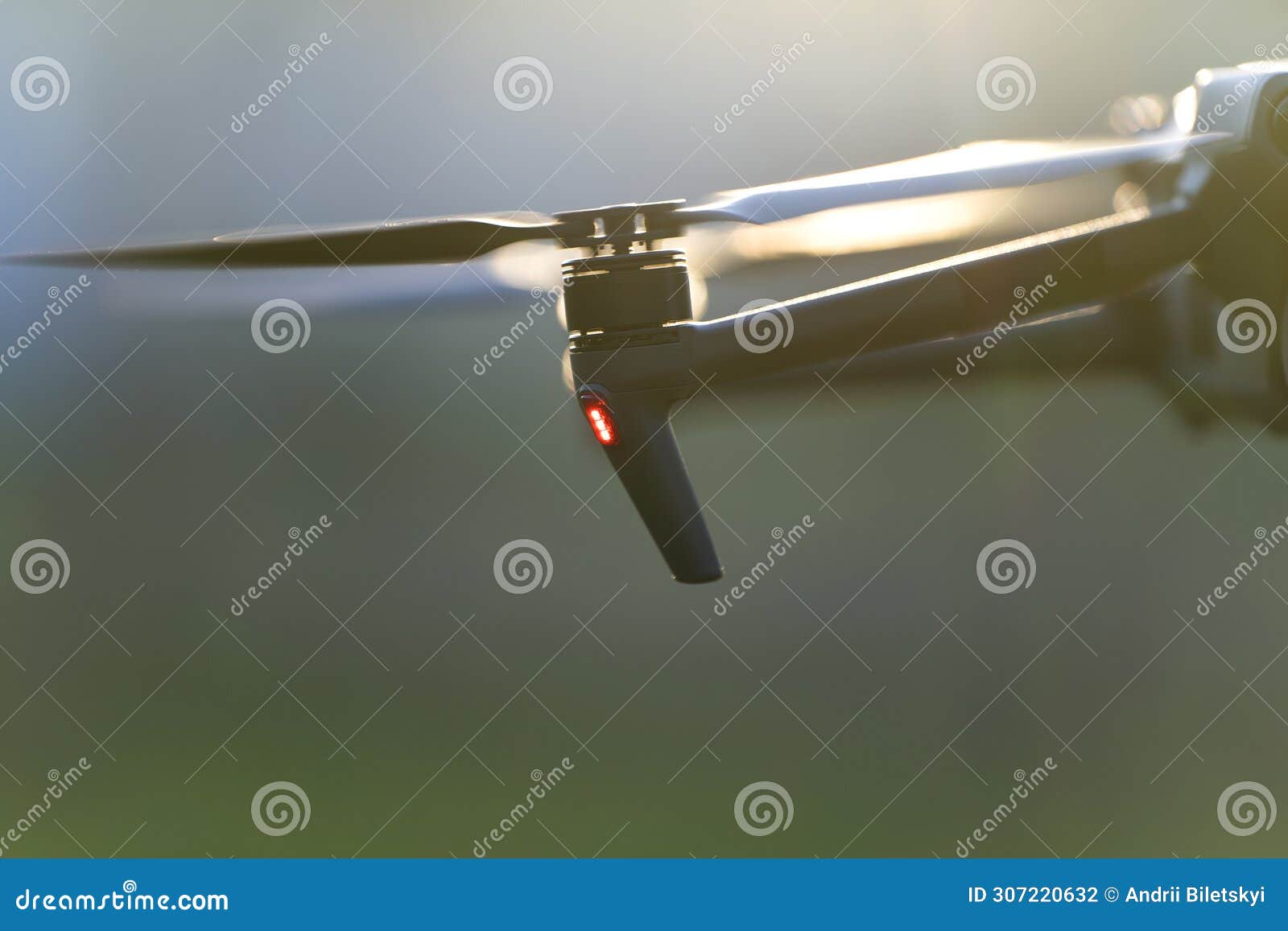 Drone Aircraft with Blurred Fast Rotating Propellers and Video Camera ...